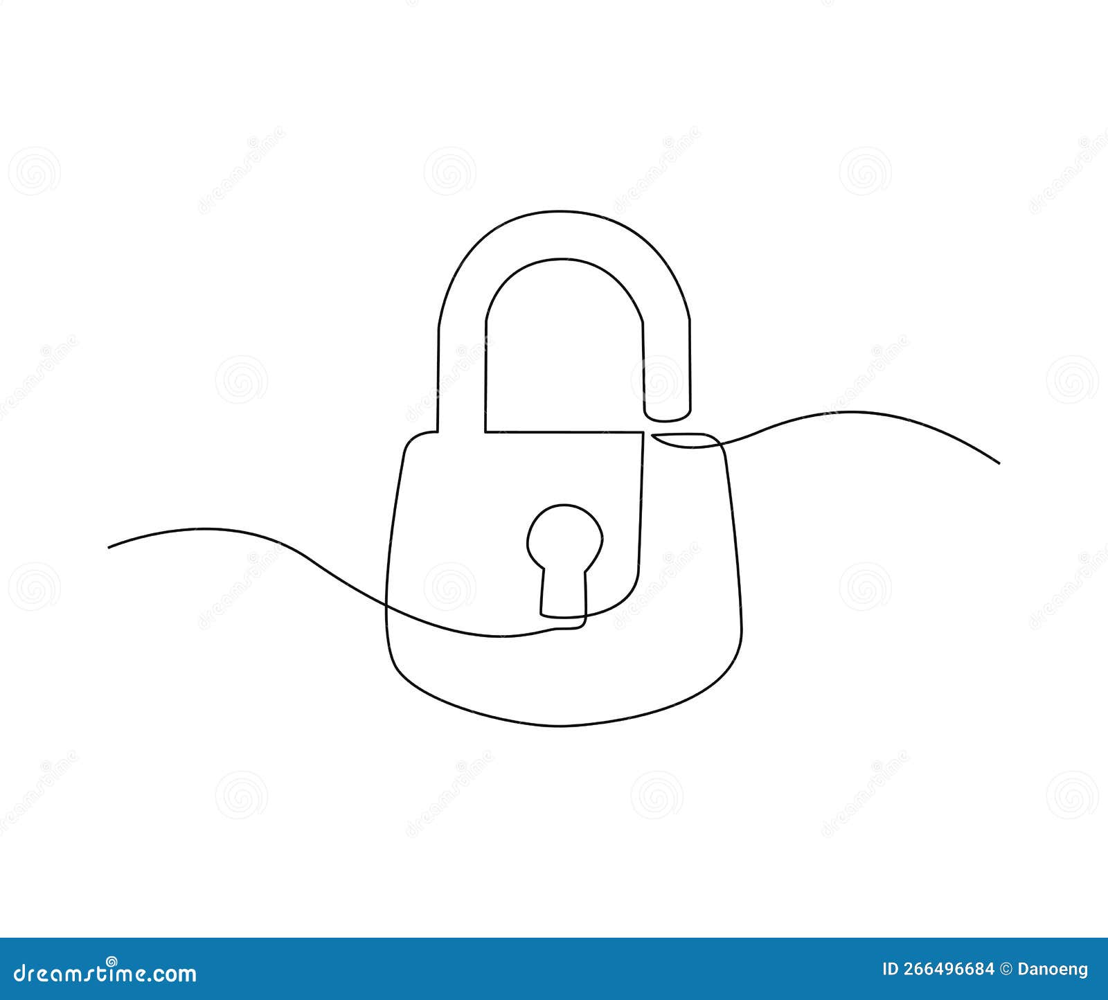 Continuous One Line Drawing of Metal Padlock. Padlock Security Sign ...