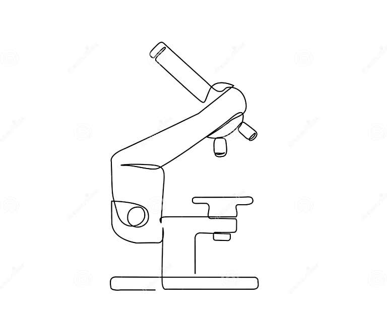 Continuous One Line Drawing of Microscope. Simple Illustration of ...