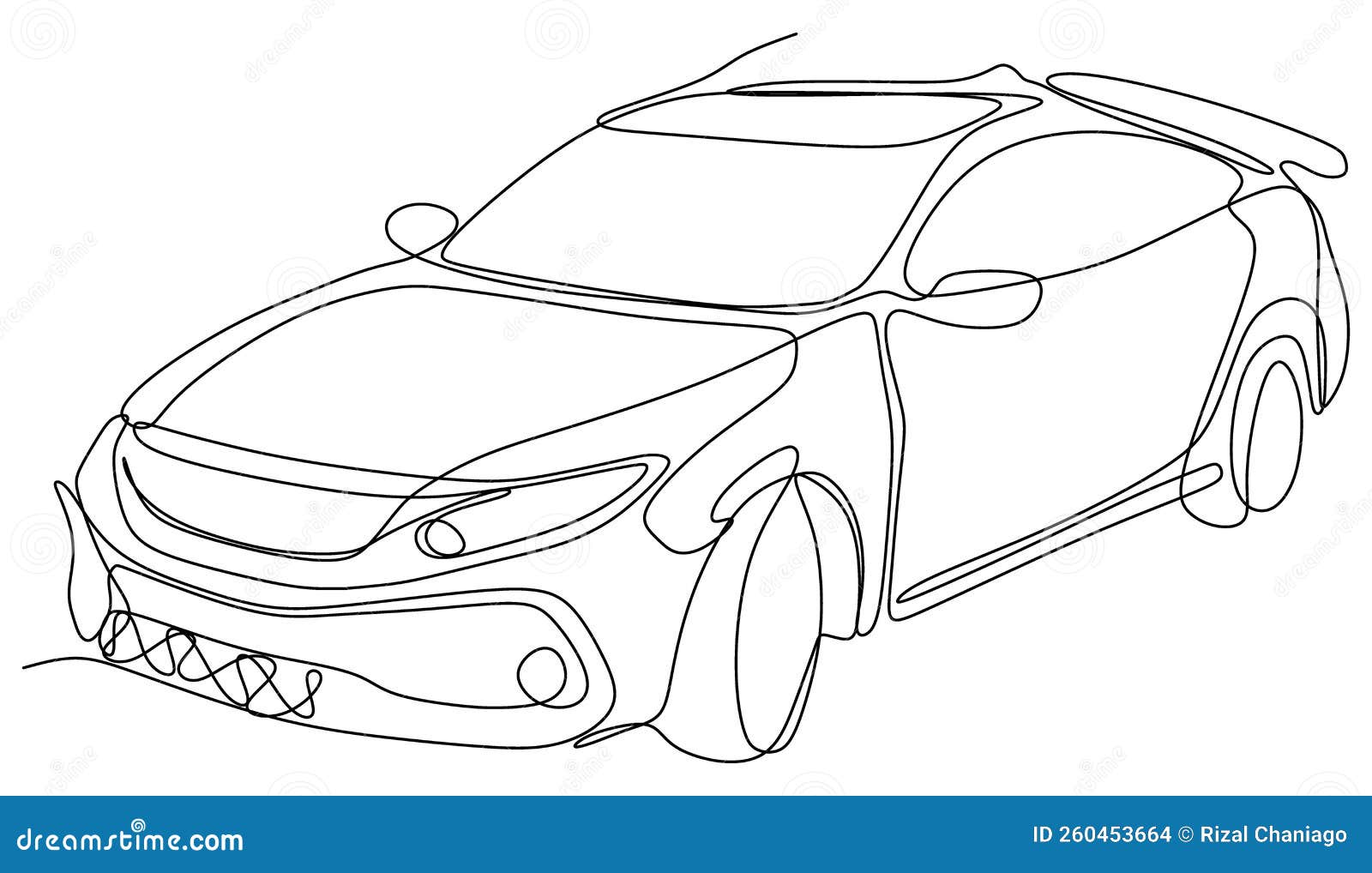 Continuous One-line Drawing. a Modern Car on White Background Stock ...