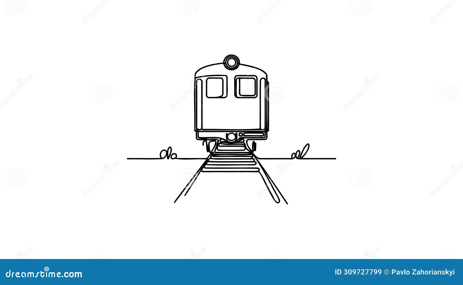Continuous One Line Drawing. Modern High Speed Passenger Commuter Train ...