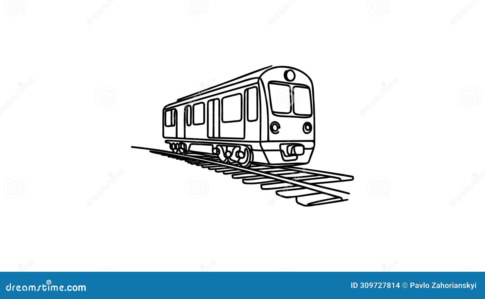 Continuous One Line Drawing. Modern High Speed Passenger Commuter Train ...