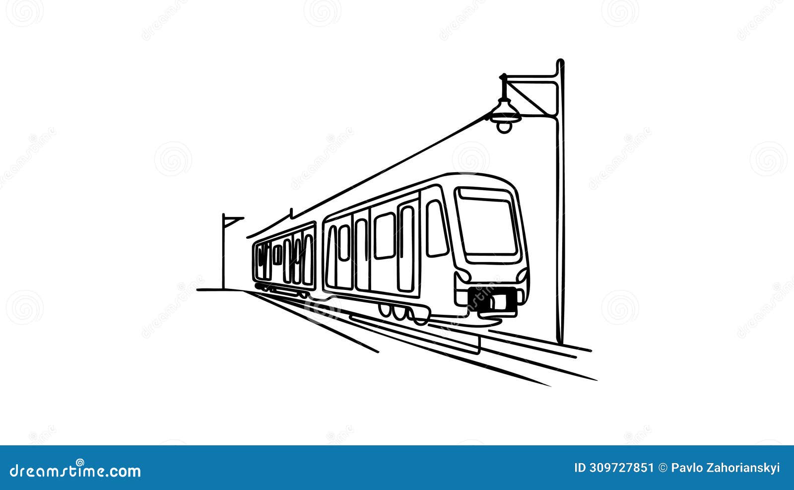 Continuous One Line Drawing. Modern High Speed Passenger Commuter Train ...