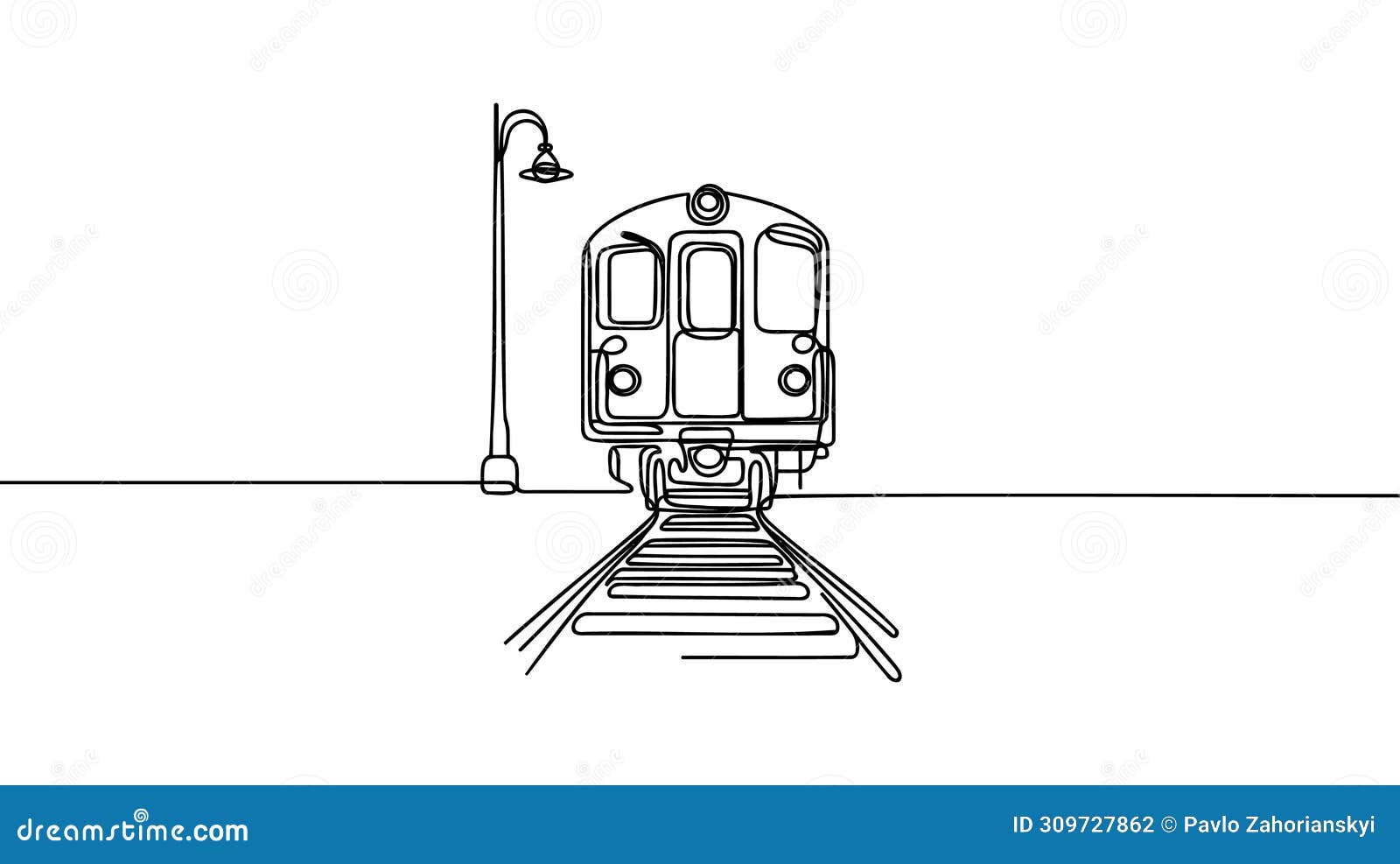 Continuous One Line Drawing. Modern High Speed Passenger Commuter Train ...