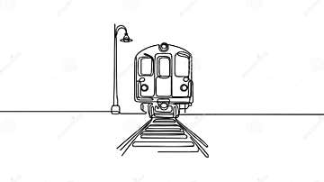 Continuous One Line Drawing. Modern High Speed Passenger Commuter Train ...