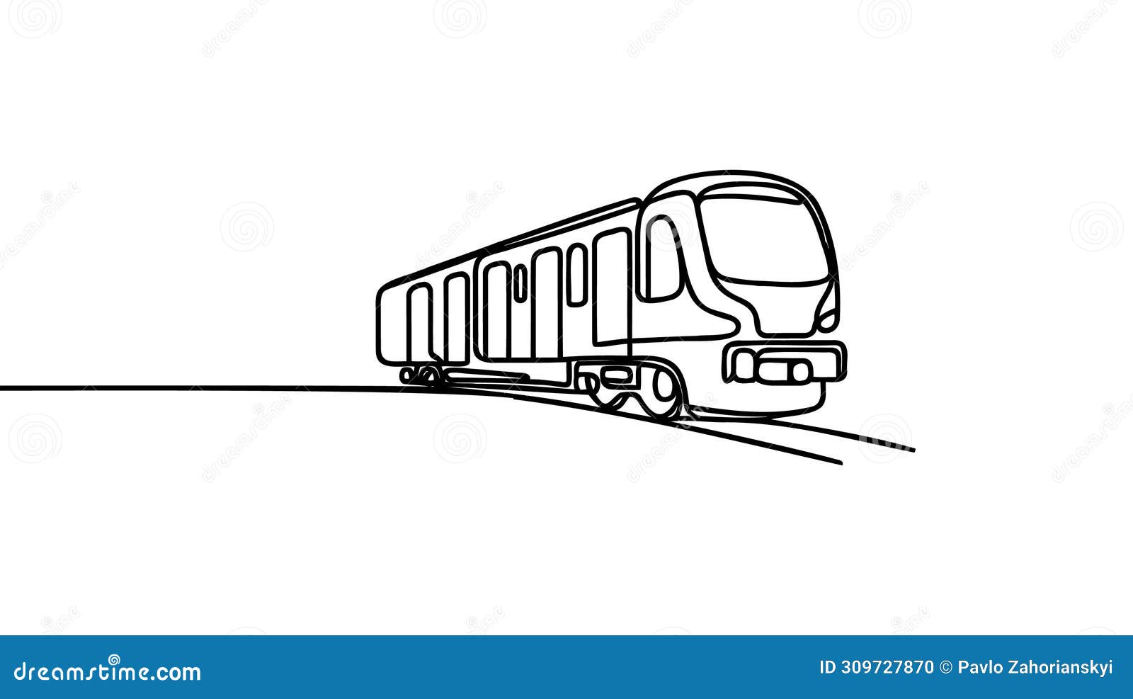 Continuous One Line Drawing. Modern High Speed Passenger Commuter Train ...