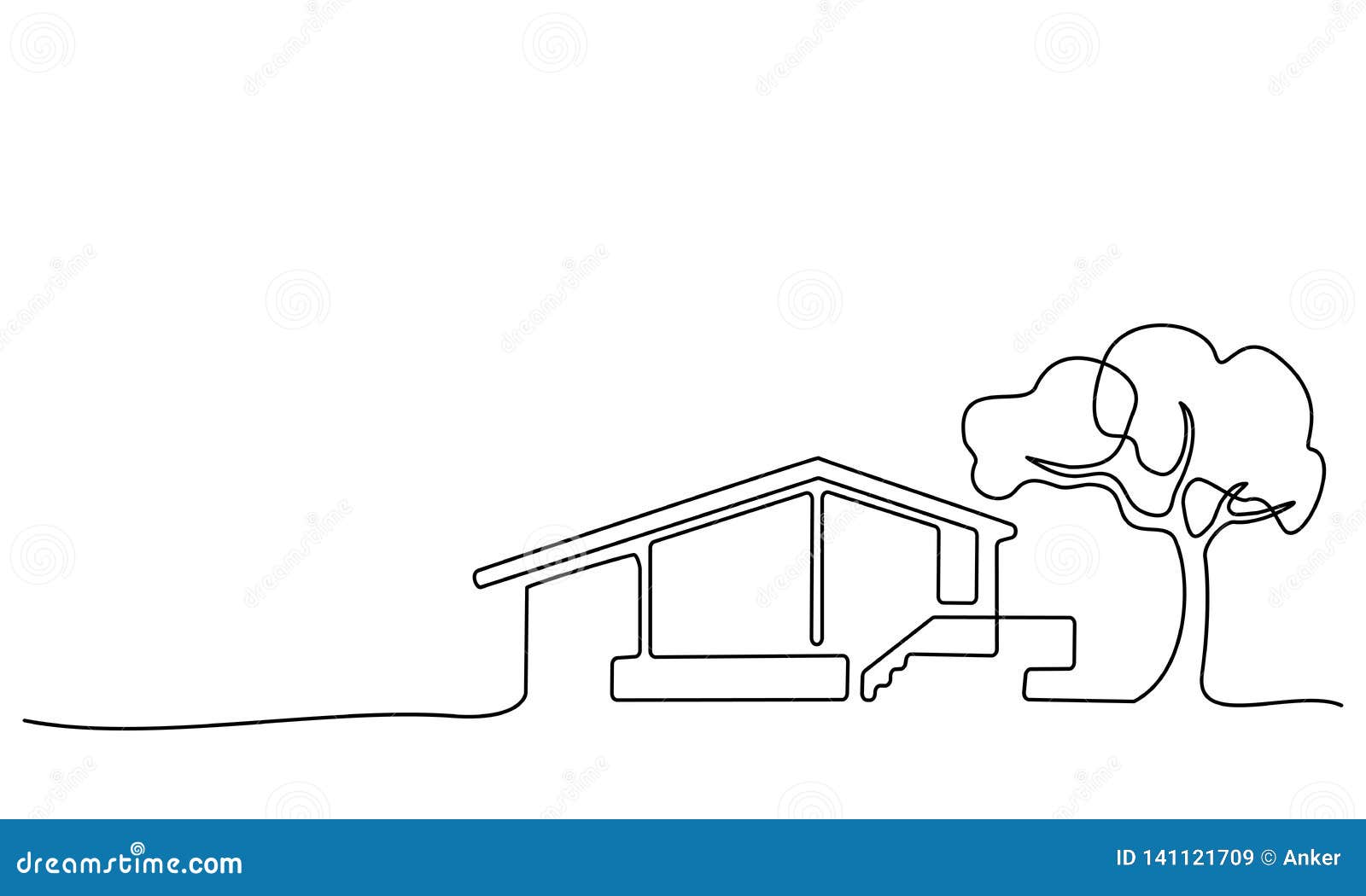 Continuous One Line Drawing Modern House Logo Cartoon Vector ... Continuous One Line Drawing Modern House Logo Cartoon Vector ...