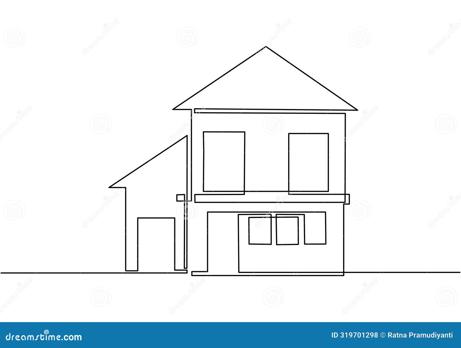 Continuous One Line Drawing of Modern House Stock Vector - Illustration ...