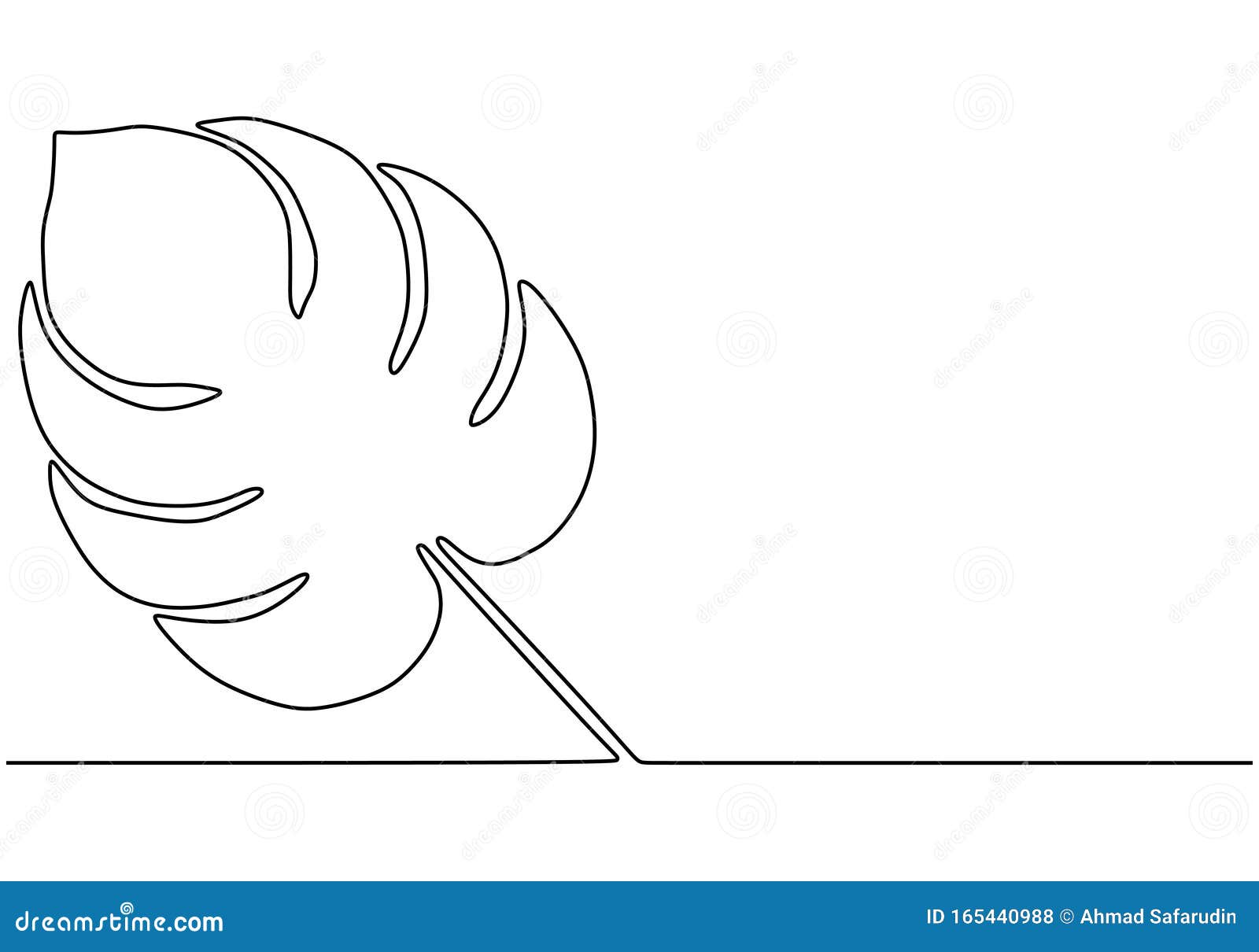 Monstera Delicosa Plant Leaves Continuous One Line Drawing Minimalist ...