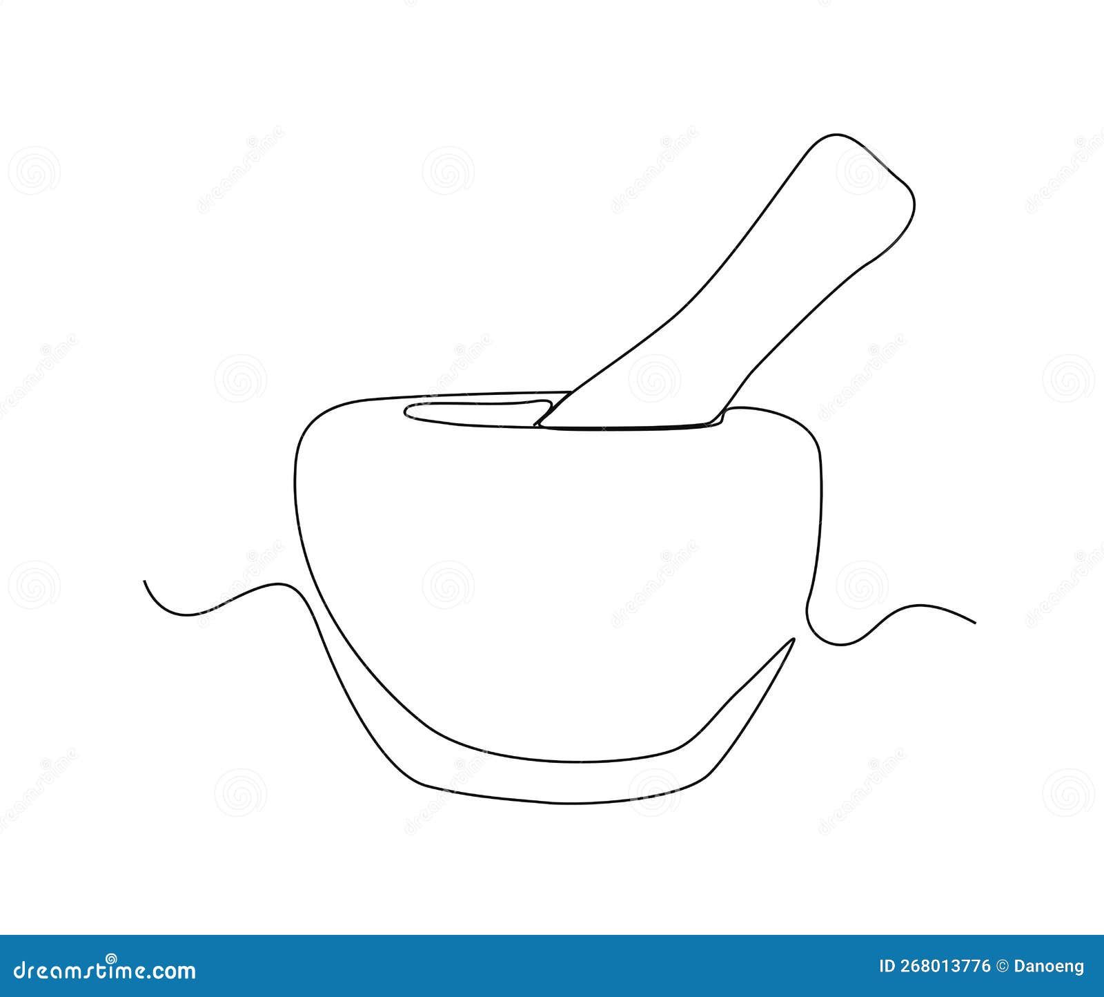 Continuous One Line Drawing of Mortar and Pestle . Simple Illustration ...