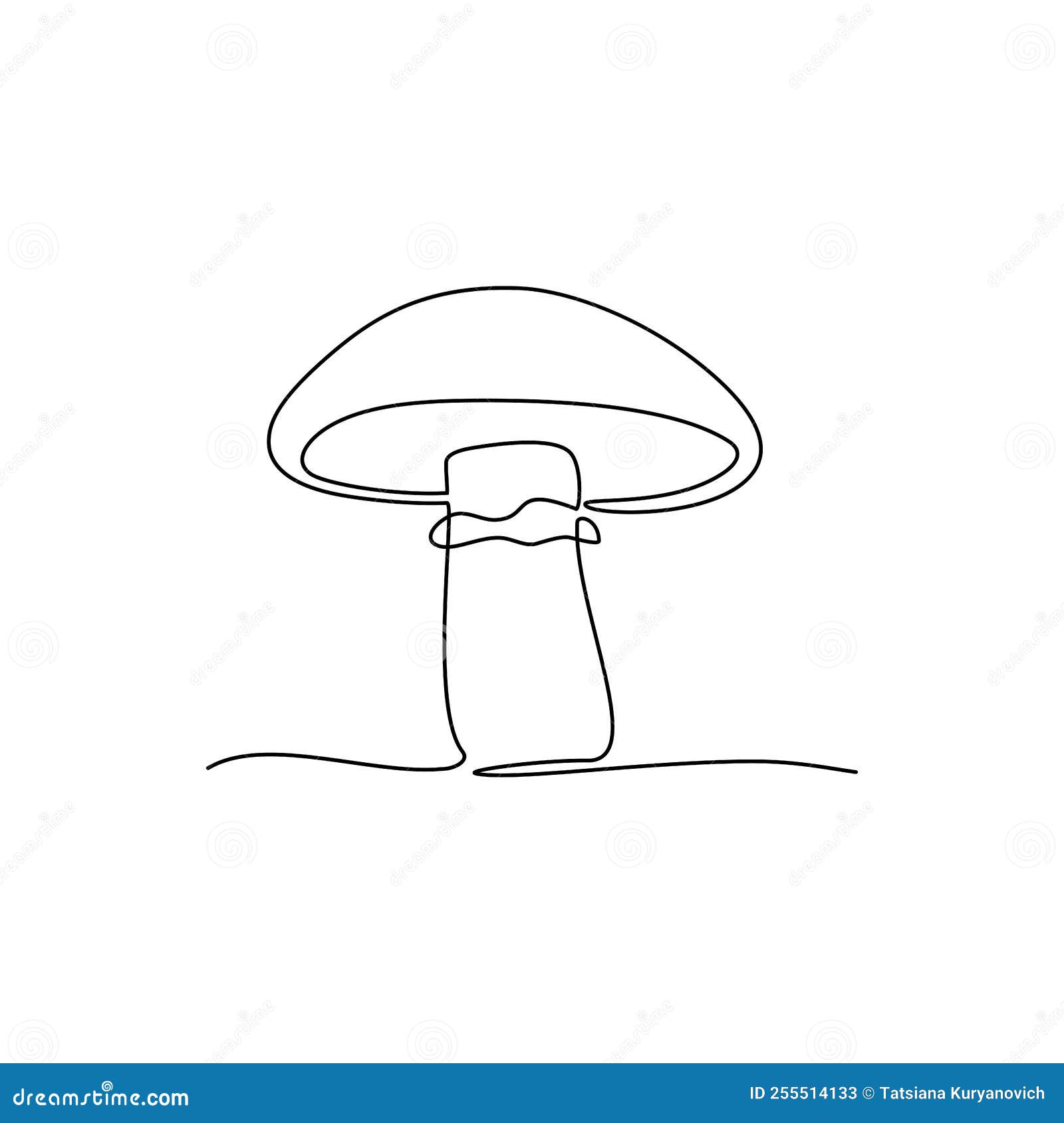 Continuous One Line Drawing of Mushroom. Vector Illustration Stock ...