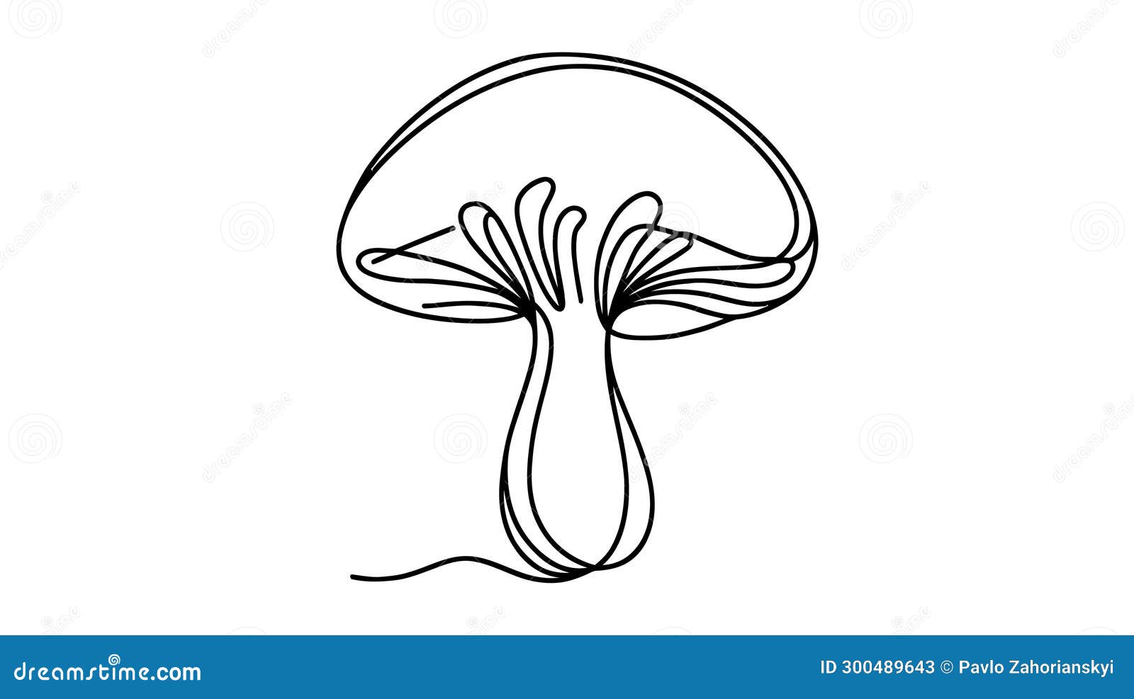 Continuous One Line Drawing of Mushroom. Vector Illustration Stock ...