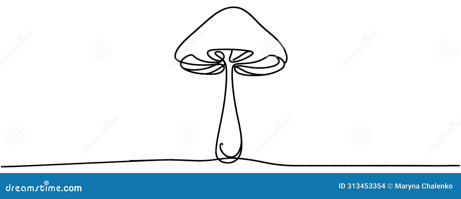 Continuous One Line Drawing of Mushroom. Vector Illustration. Stock ...