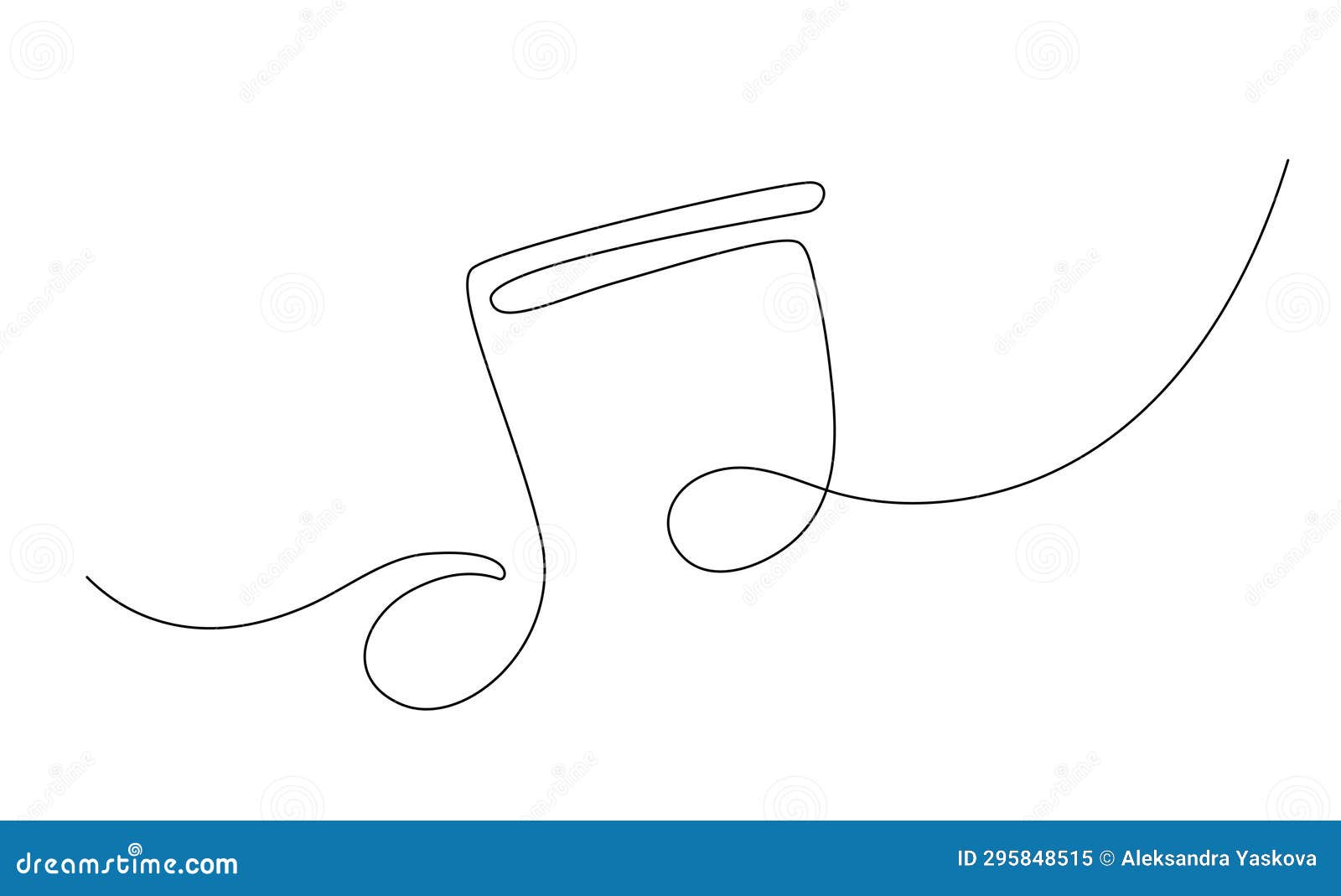 Continuous One Line Drawing Musical Note. Outline Sketch in Simple ...