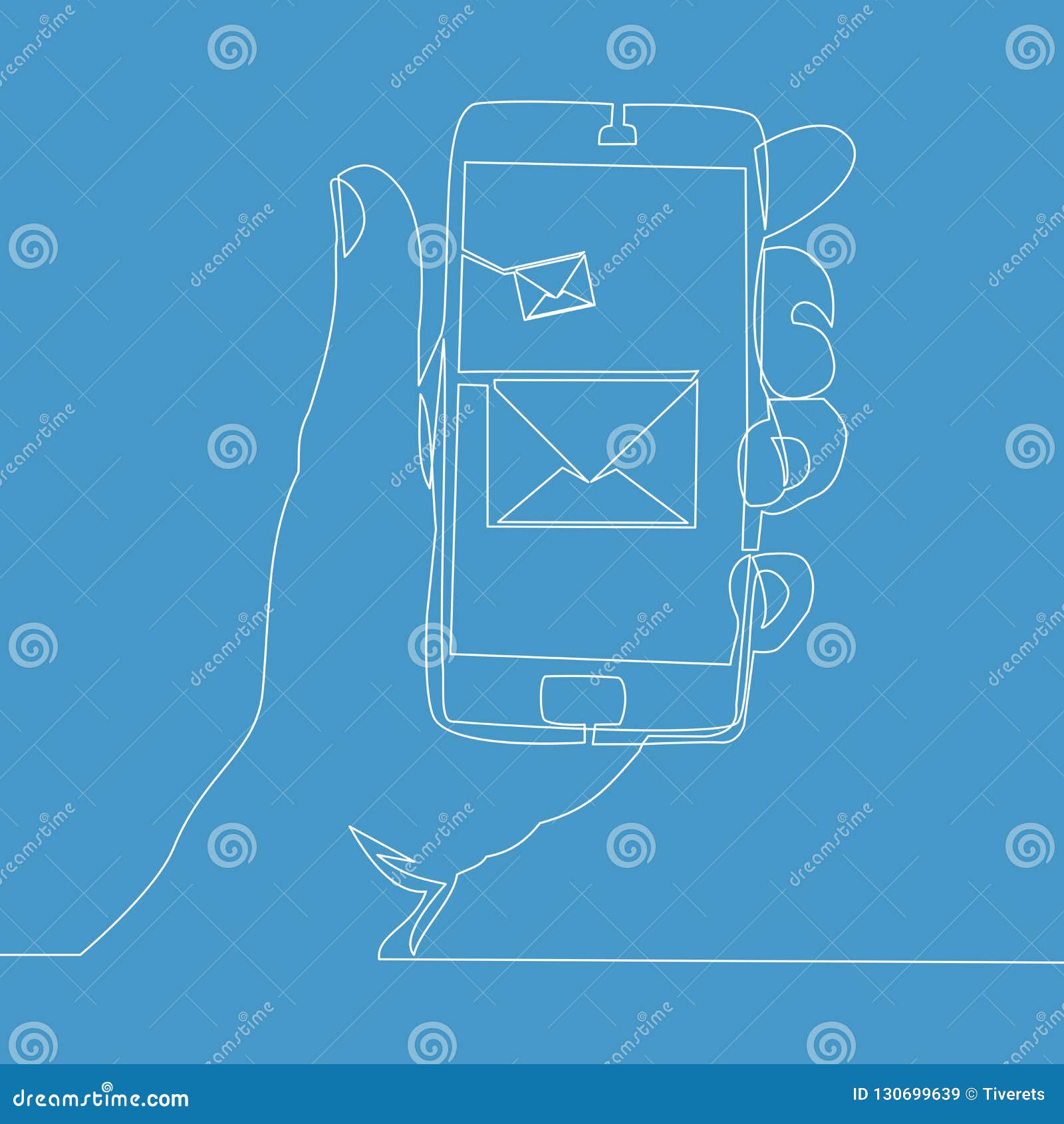 Continuous One Line Drawing New Message Concept Stock Vector ...