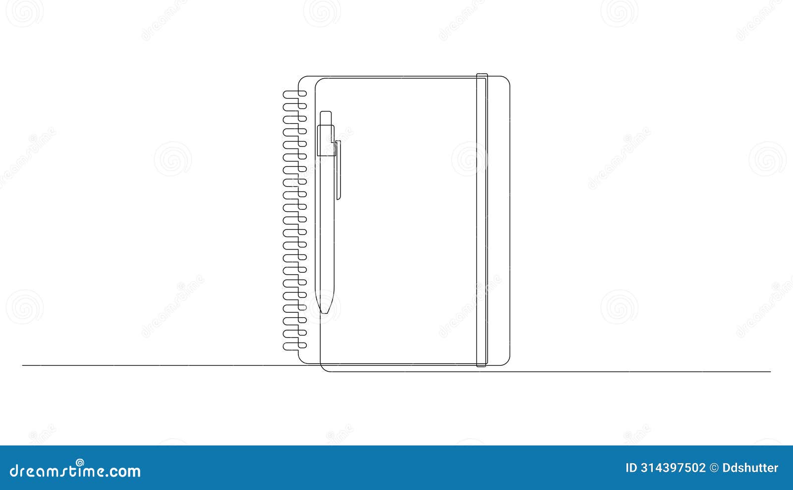 Continuous One Line Drawing of Notebook with a Pen on it. Single Line ...