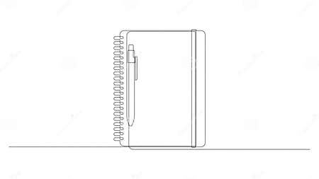 Continuous One Line Drawing of Notebook with a Pen on it. Single Line ...