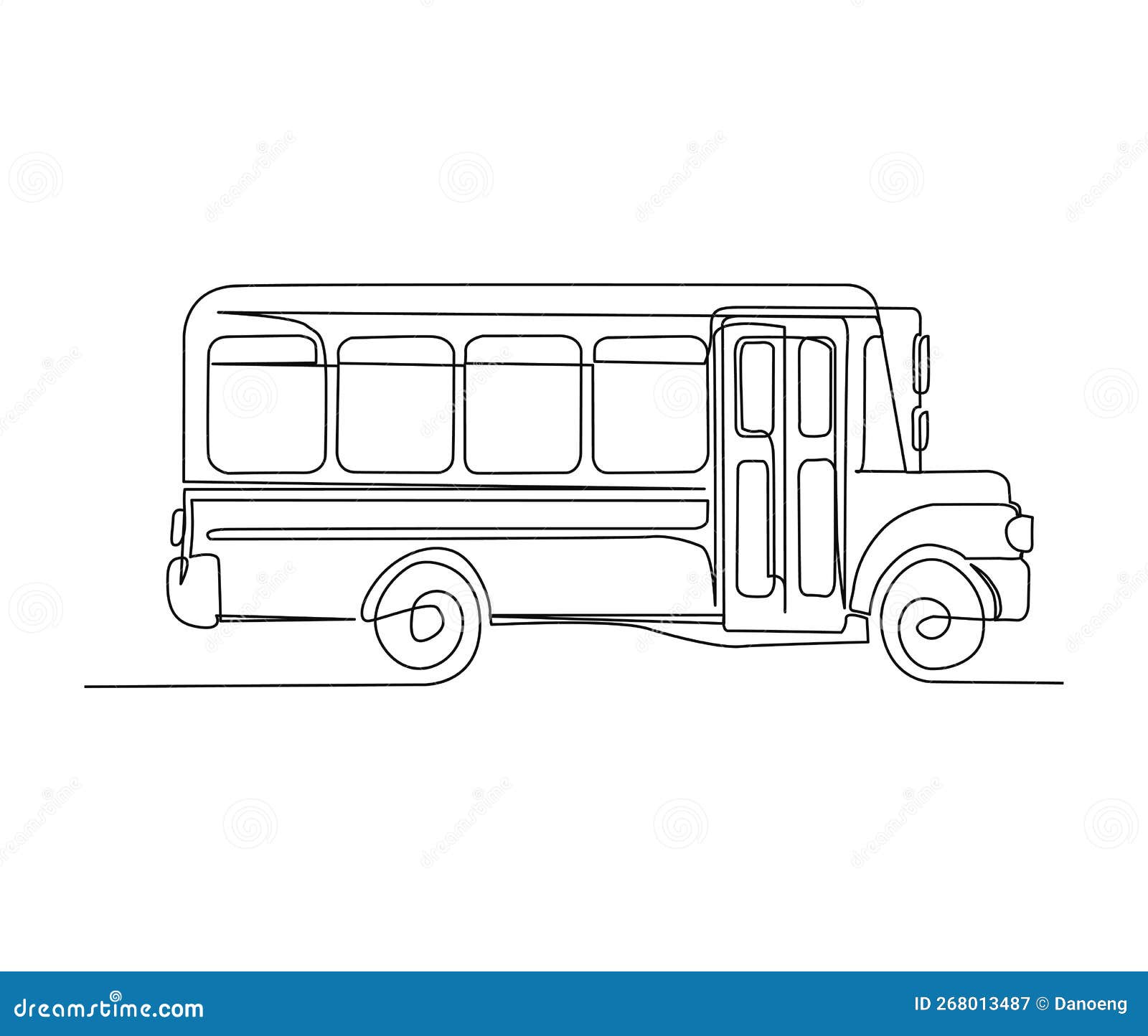 Continuous One Line Drawing of Old School Bus. Vintage School Bus Line ...