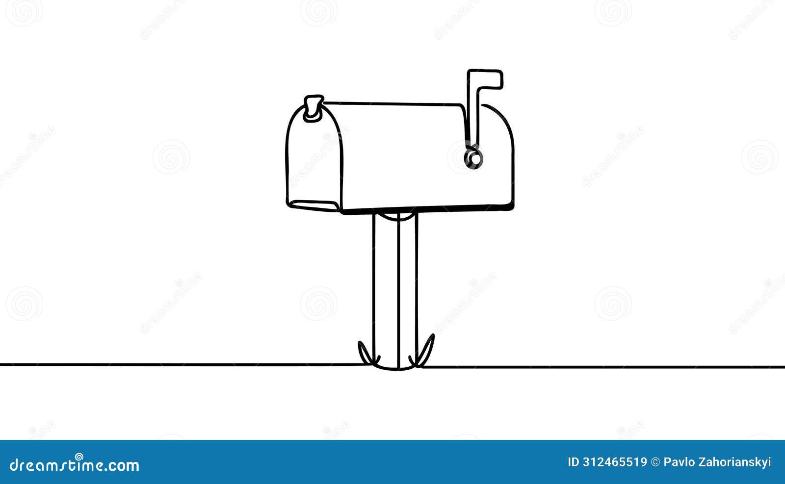 Continuous One Line Drawing of Open Mailbox with Letters. Simple Vector ...