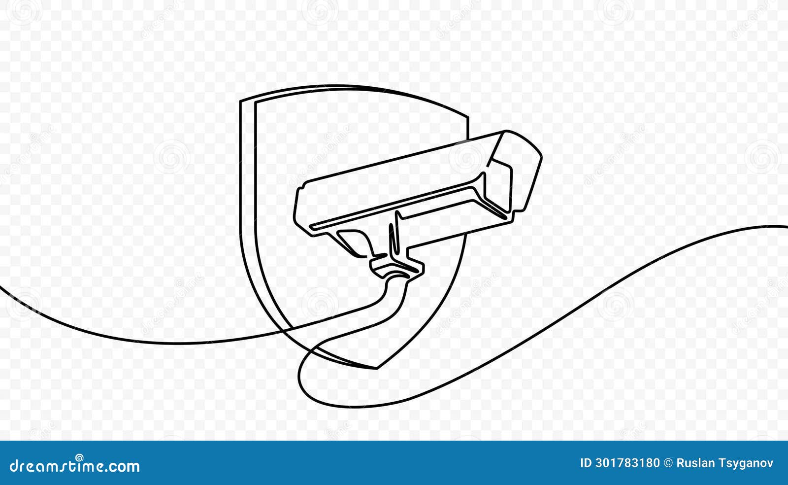 Continuous One Line Drawing of Outdoor Security System with Shield ...