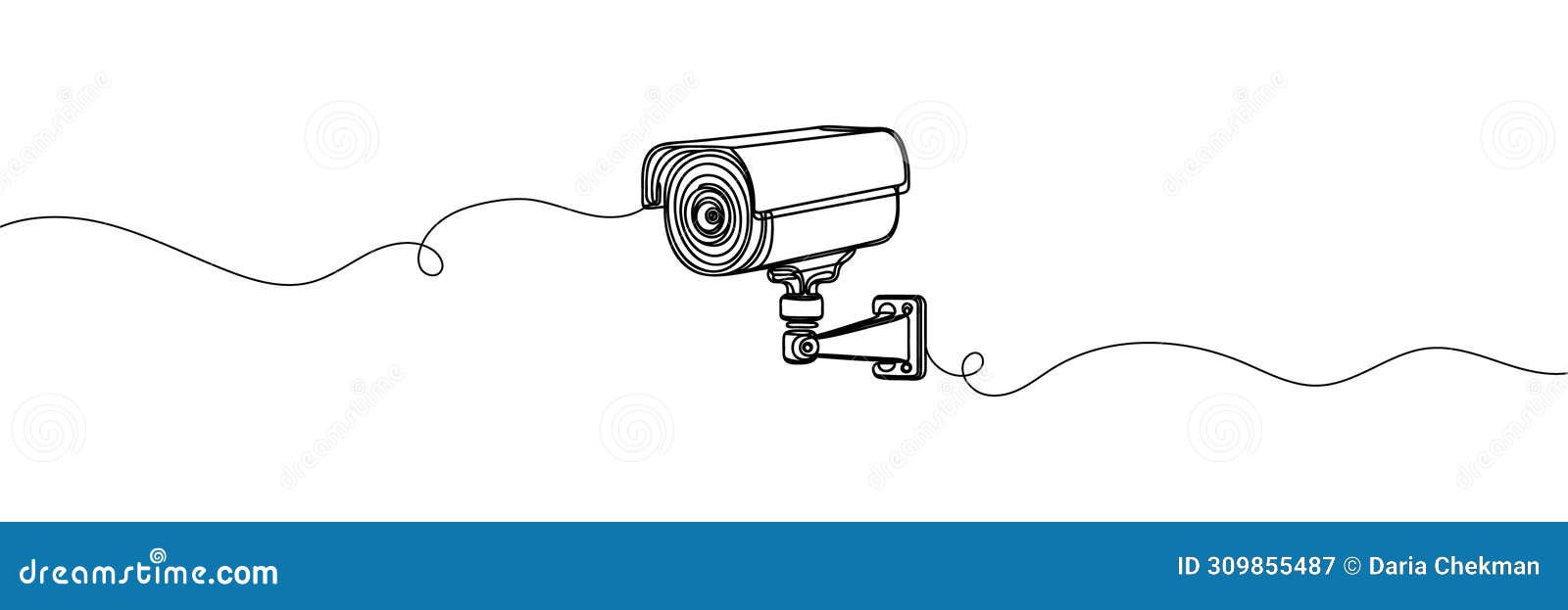 Continuous One Line Drawing of Outdoor Surveillance Camera Vector ...