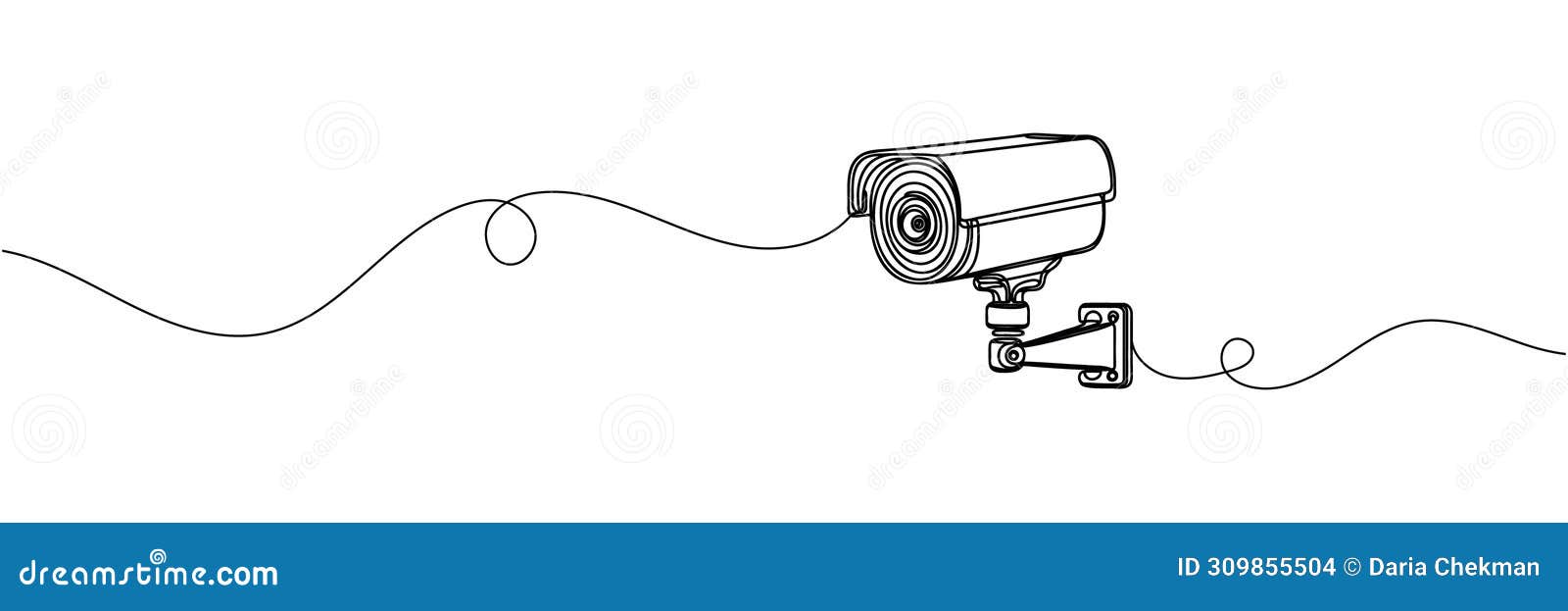 Continuous One Line Drawing of Outdoor Surveillance Camera Vector ...