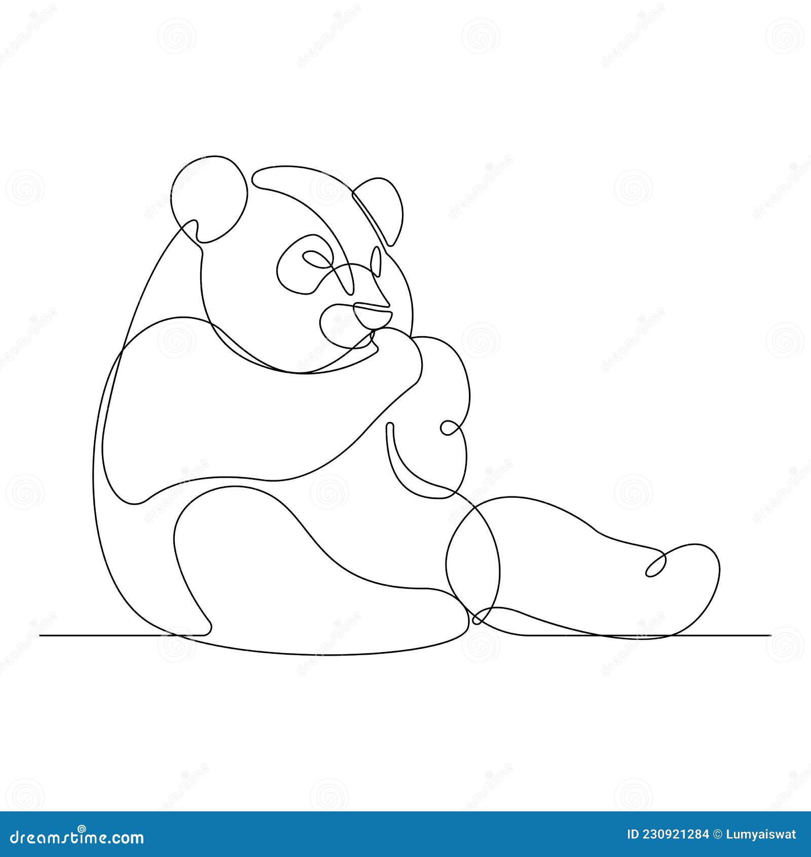 Continuous One Line Drawing of Panda Bear Stock Vector - Illustration ...