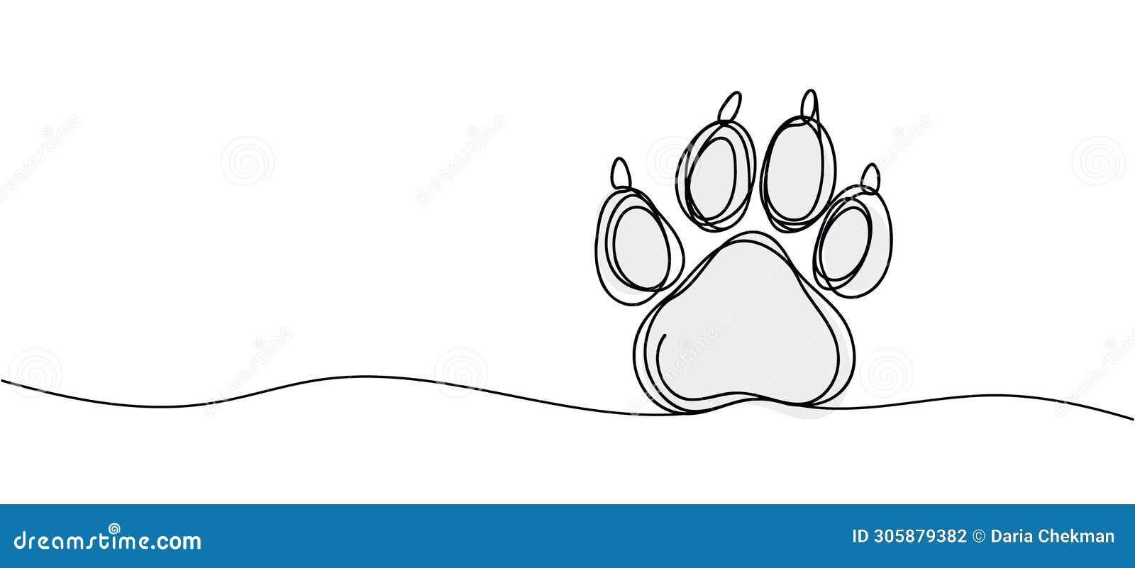Continuous One Line Drawing of a Paw Pad.vector Illustration Stock ...