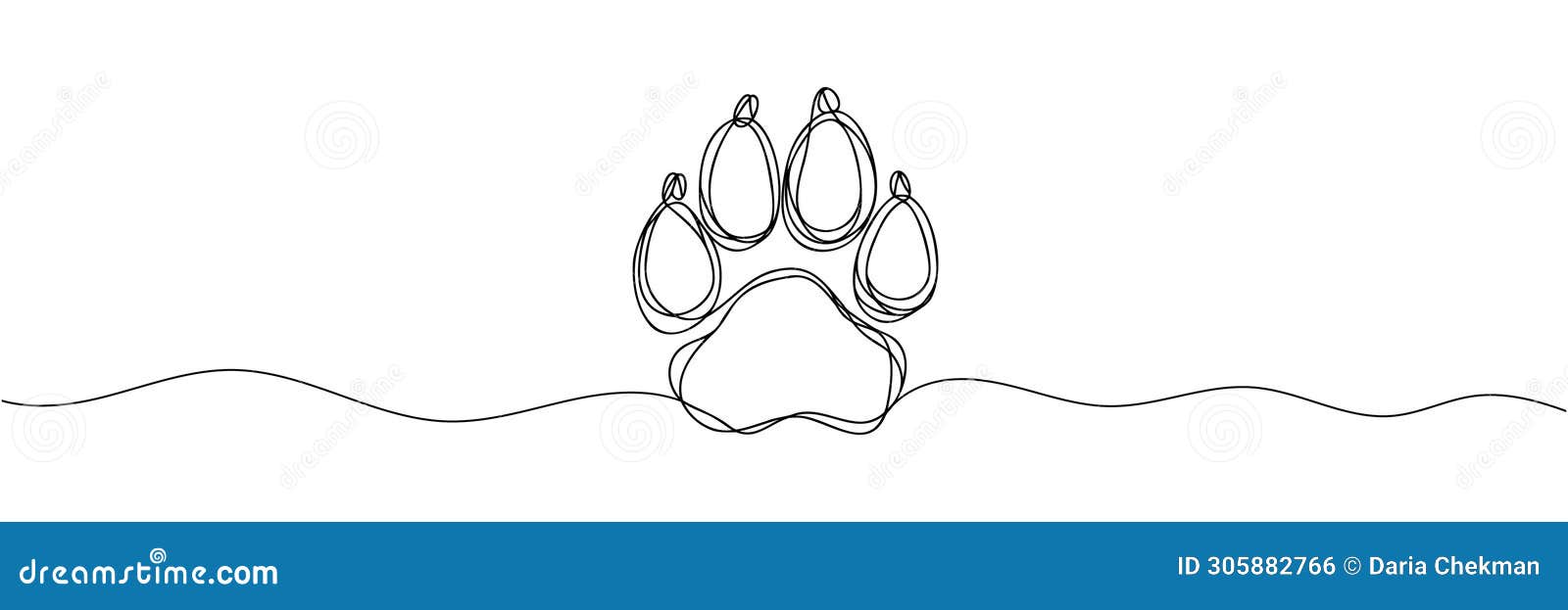 Continuous One Line Drawing of a Paw Pad.vector Illustration Stock ...