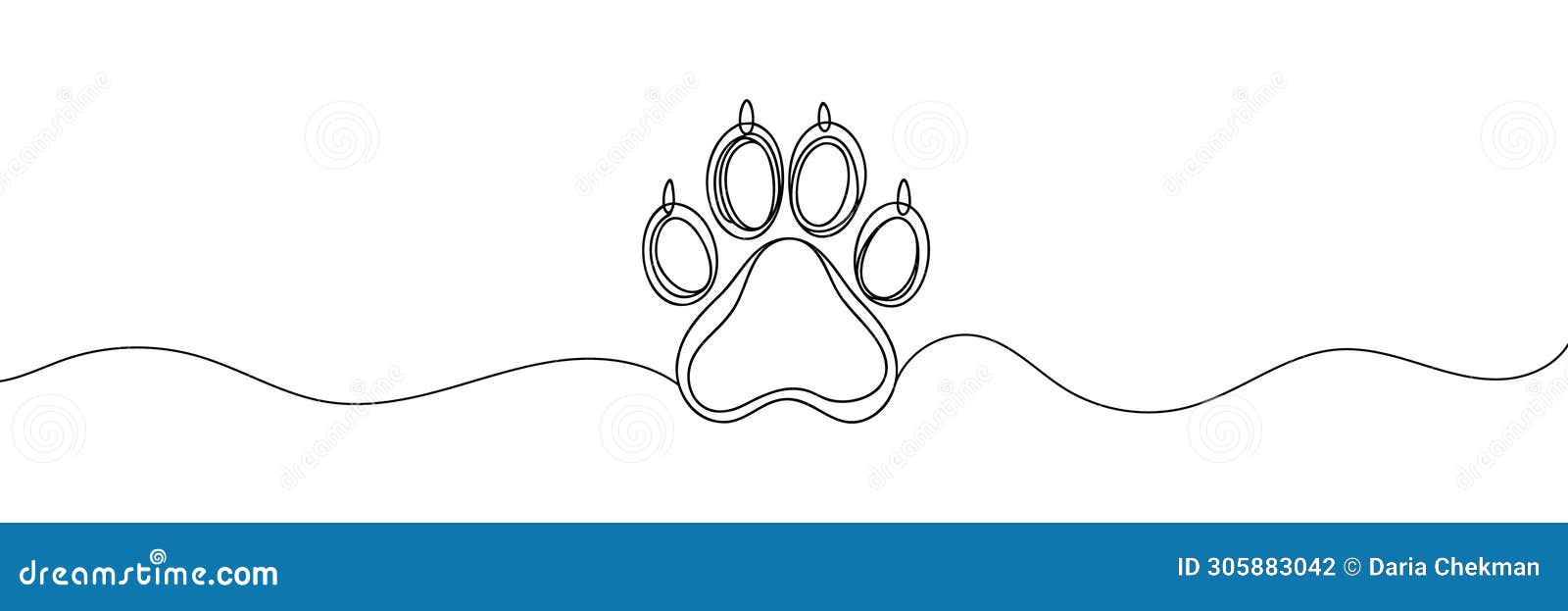 Continuous One Line Drawing of a Paw Pad.vector Illustration Stock ...