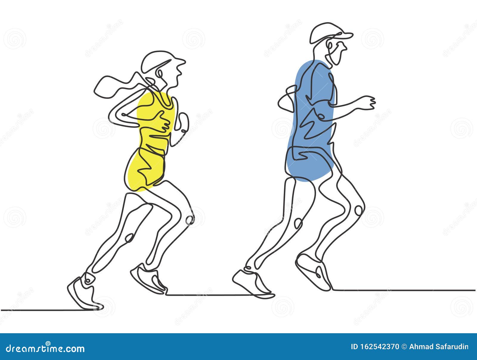 Continuous One Line Drawing of People Running. Vector Minimalism of Man ...
