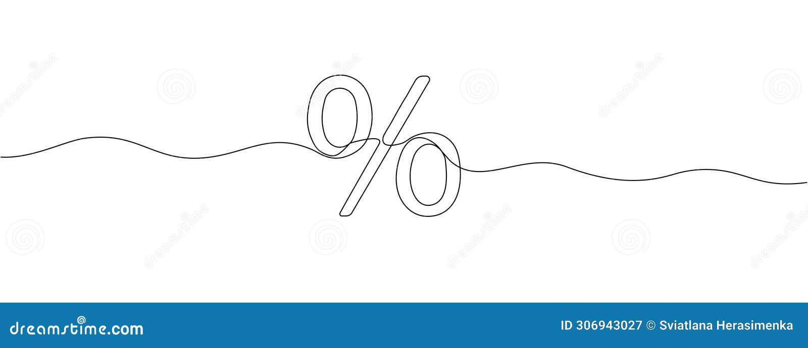 Continuous One Line Drawing of Percent Sign. Linear Percent Vector Icon ...
