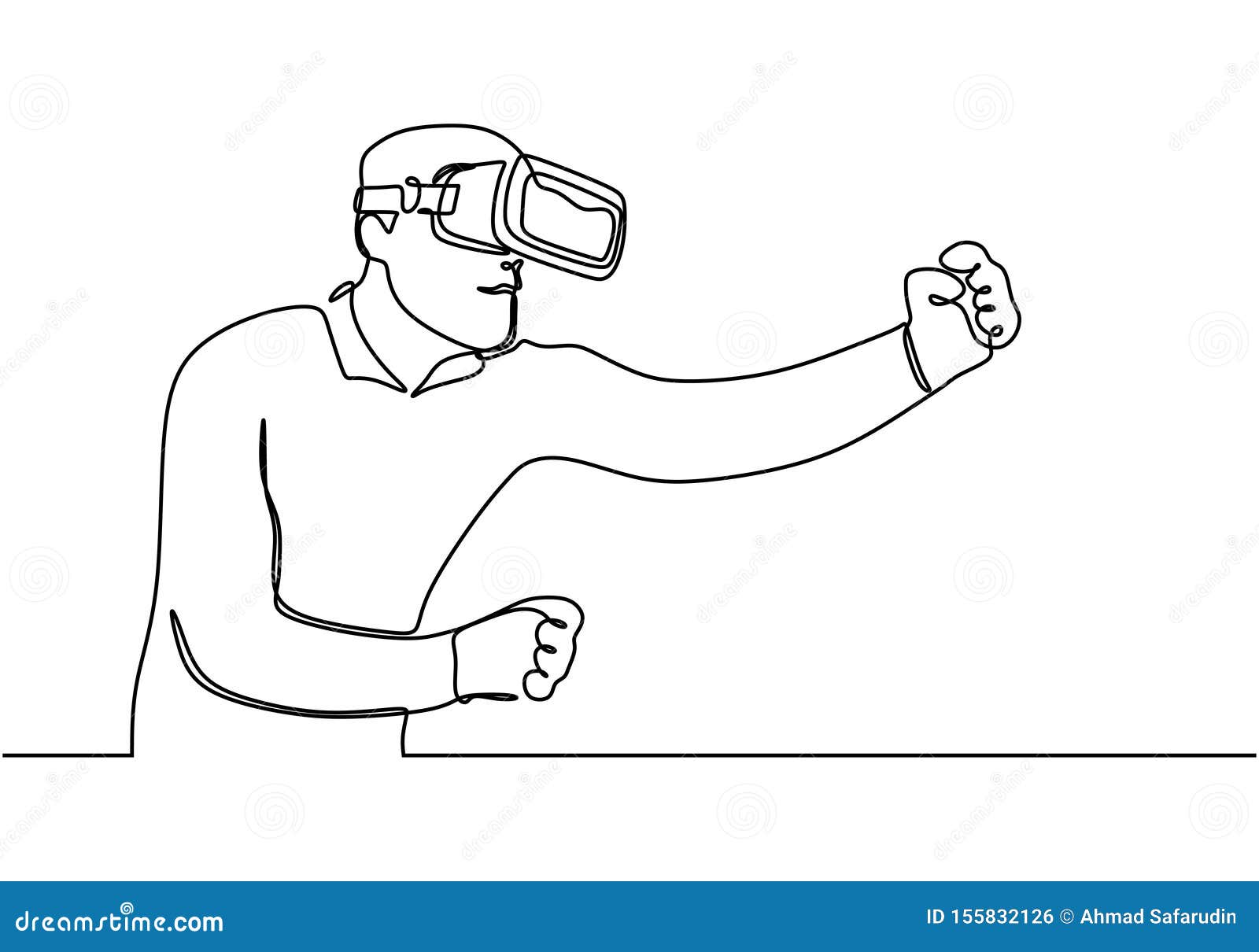 Continuous One Line Drawing of Person with Glasses Device Virtual ...