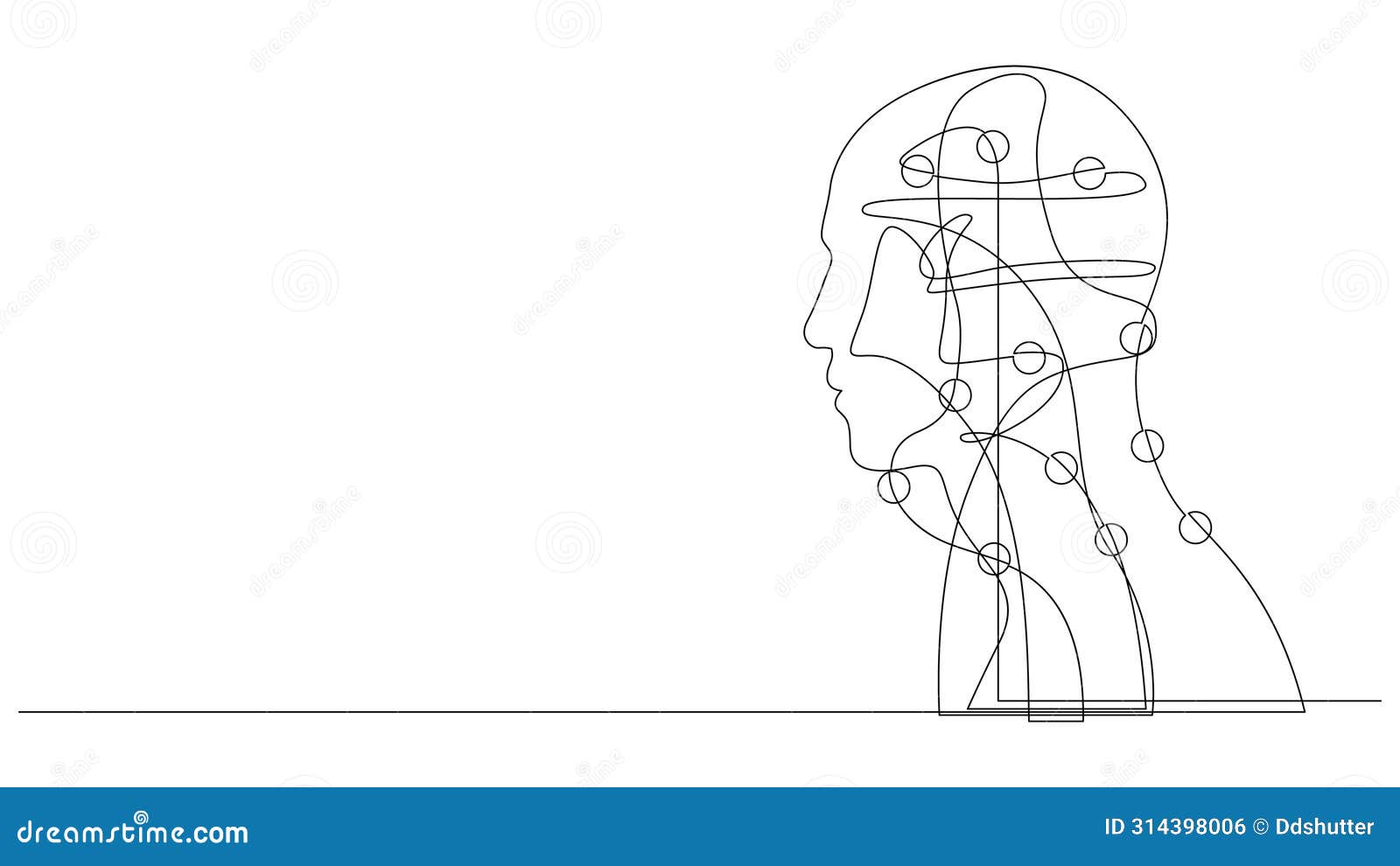 Continuous One Line Drawing of Person Profile with Dots. Problems ...