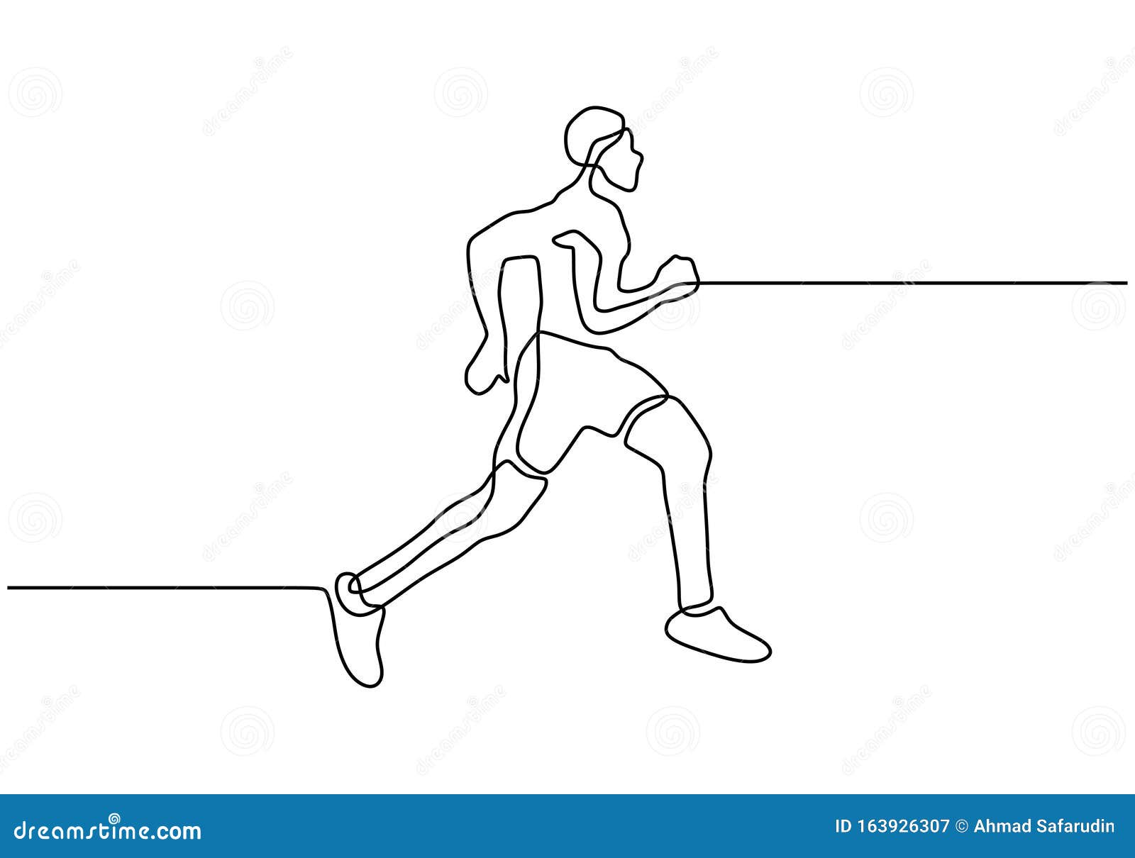 Continuous One Line Drawing of a Person Running Isolated on White ...