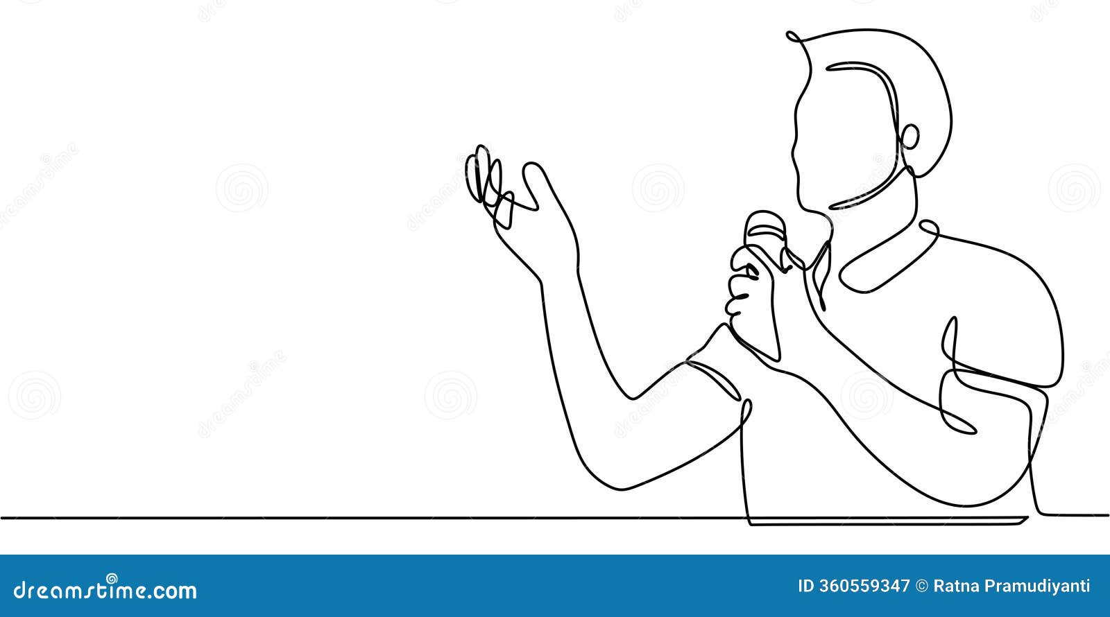 Continuous One Line Drawing of a Person Speaking into a Microphone ...