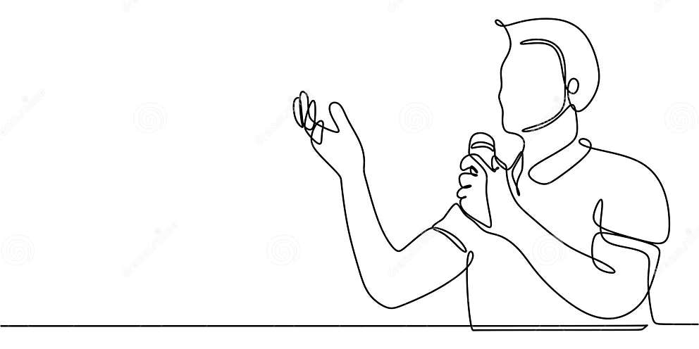 Continuous One Line Drawing of a Person Speaking into a Microphone ...
