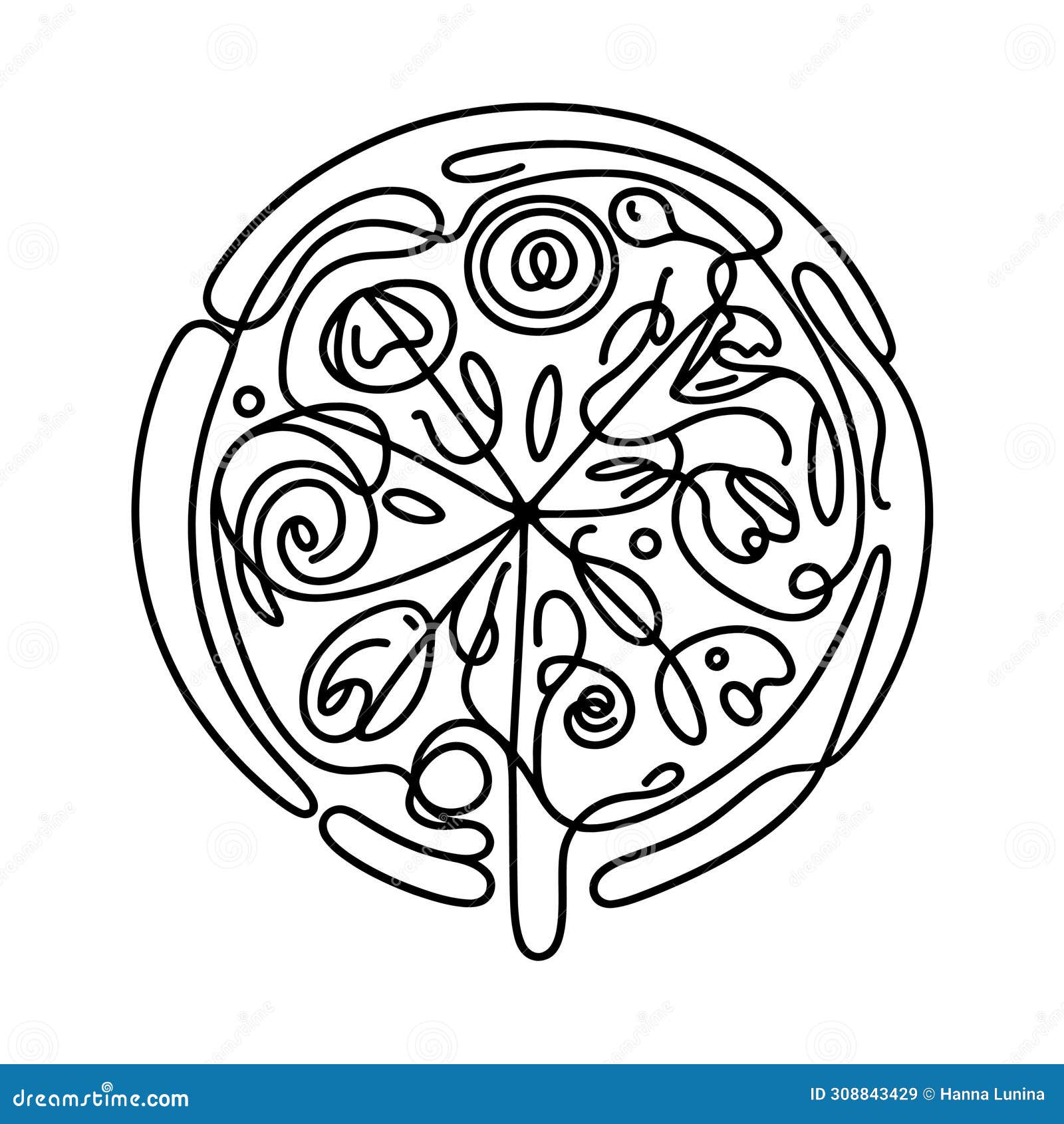 Continuous One Line Drawing of Pizza. One Line Pizza Vector ... Continuous One Line Drawing of Pizza. One Line Pizza Vector ...