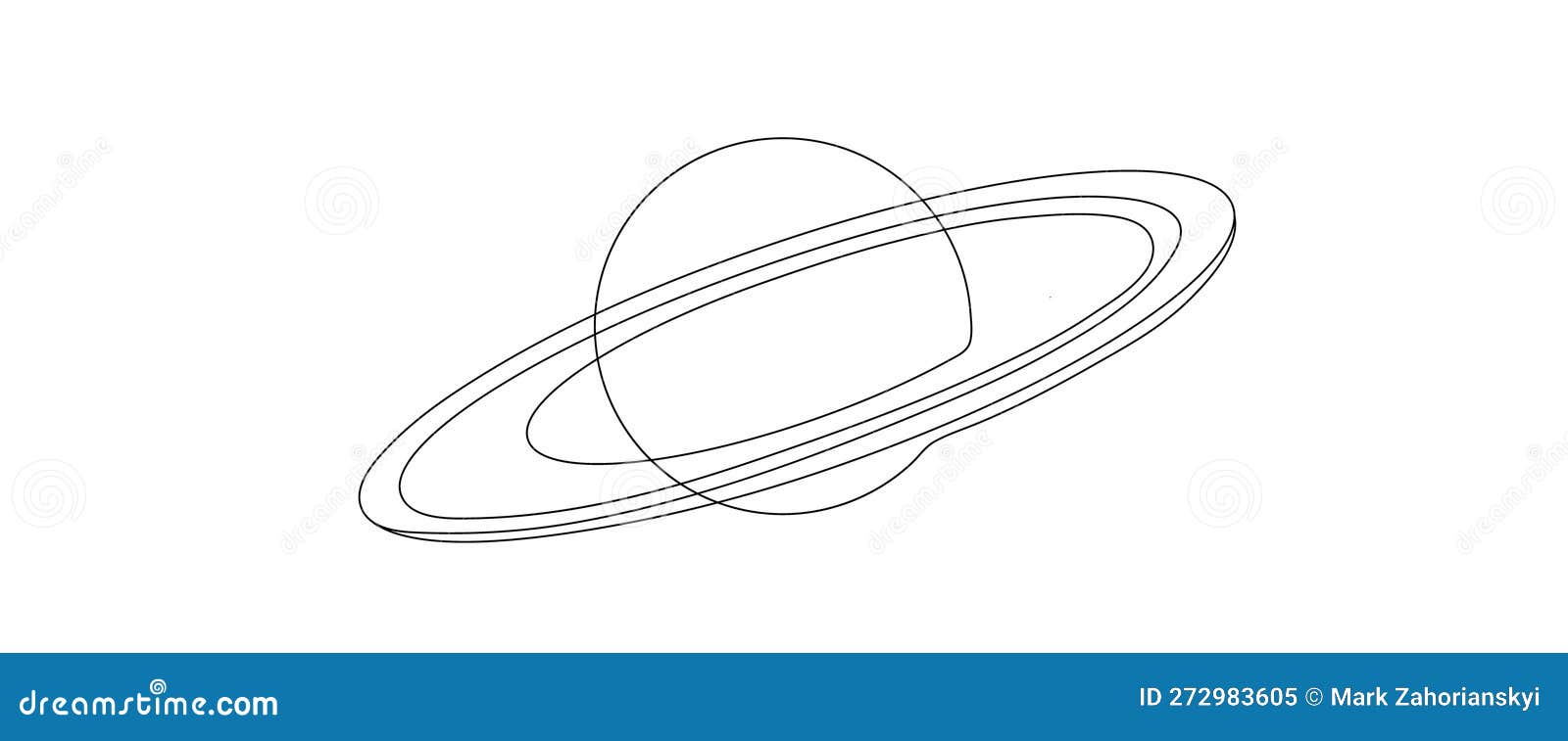 Continuous One Line Drawing Planet Saturn. Outer Space Concept. Single ...