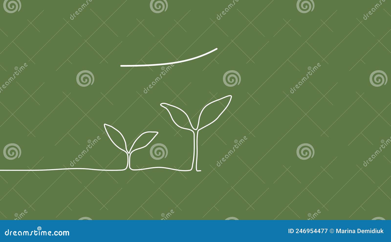 Continuous One Line Drawing Plant Germination Sequence on Green ...