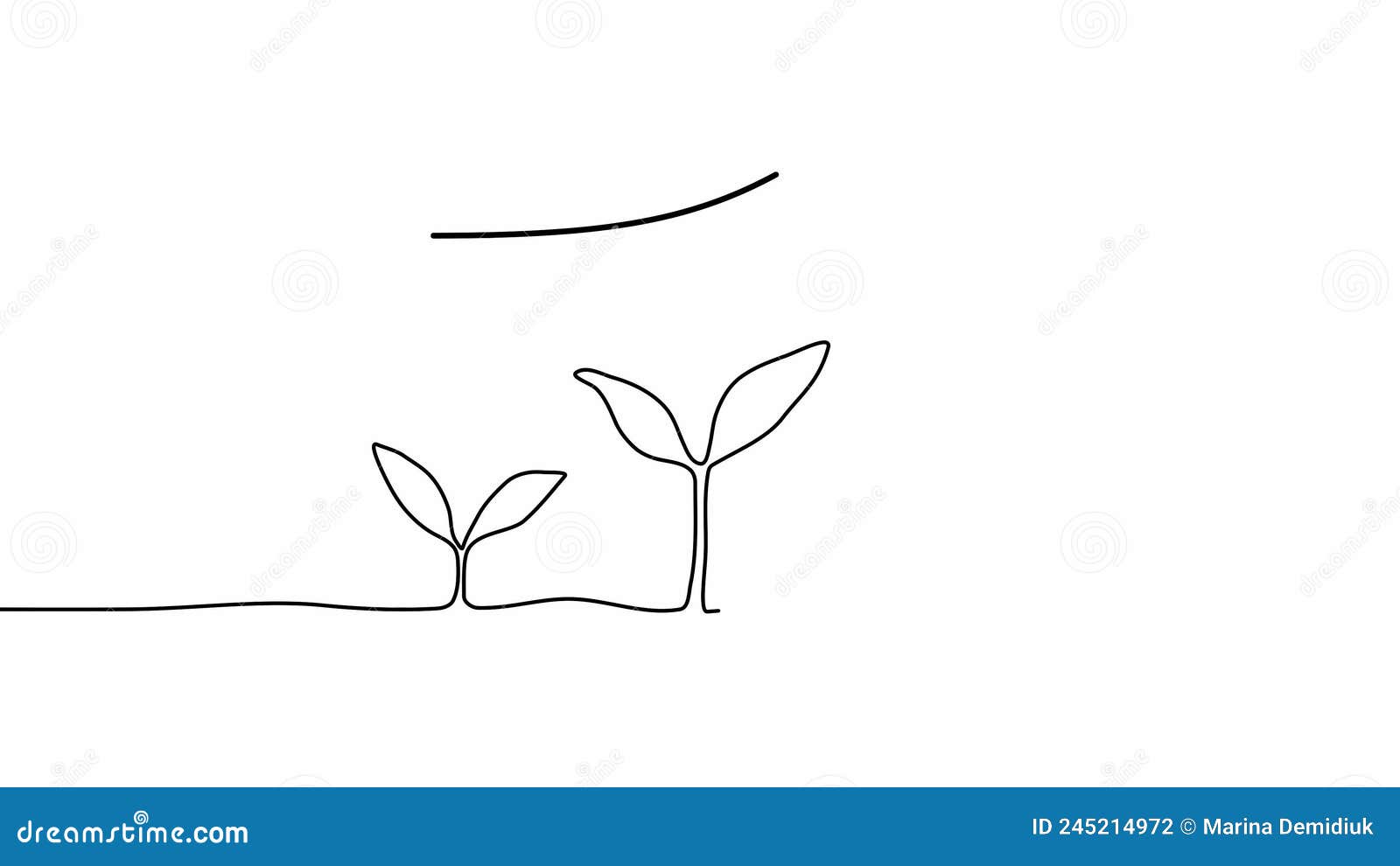 Continuous One Line Drawing Plant Germination Sequence on White ...