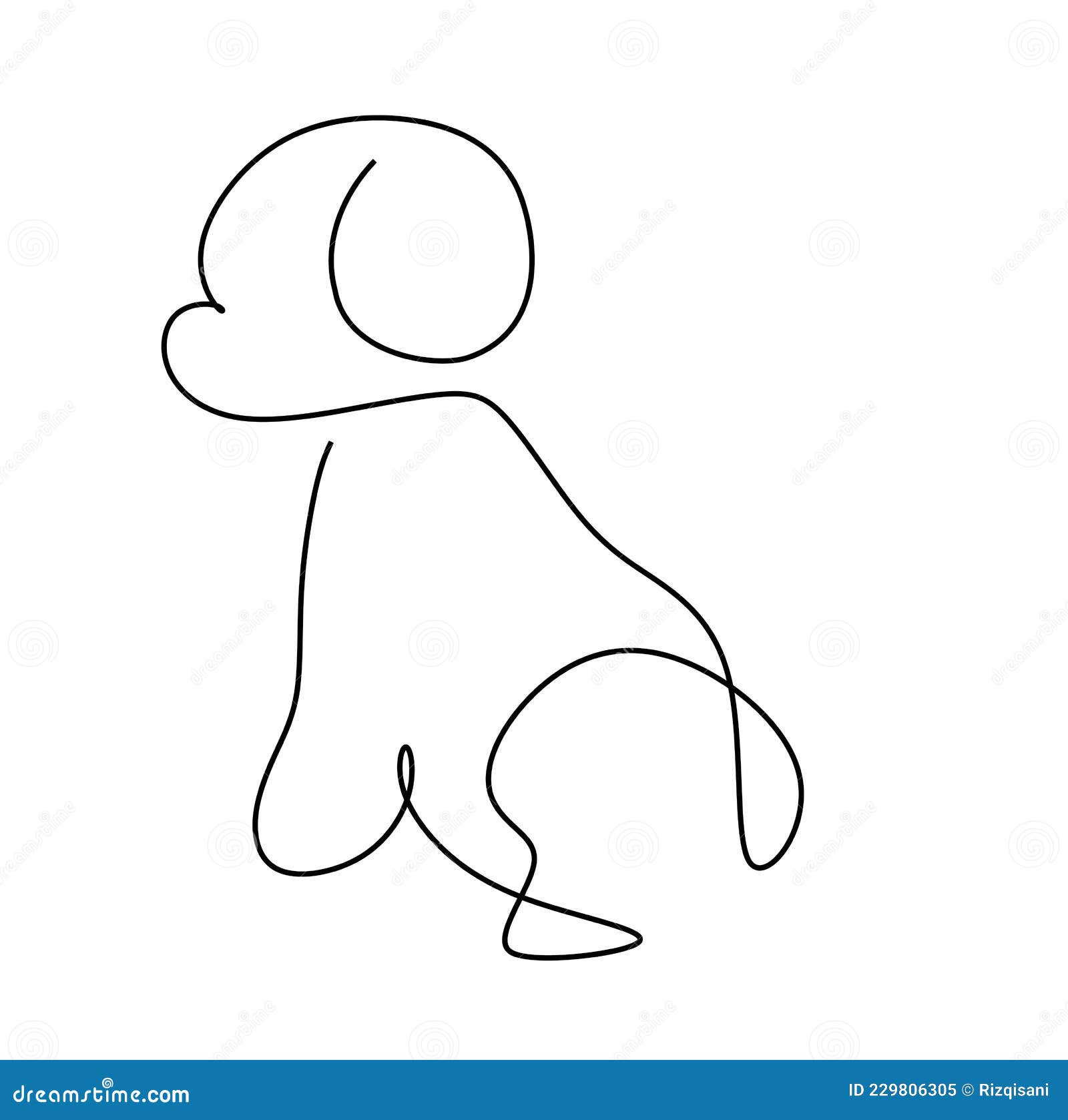 Continuous One Line Drawing of a Puppy Sitting. Vector Illustration ...