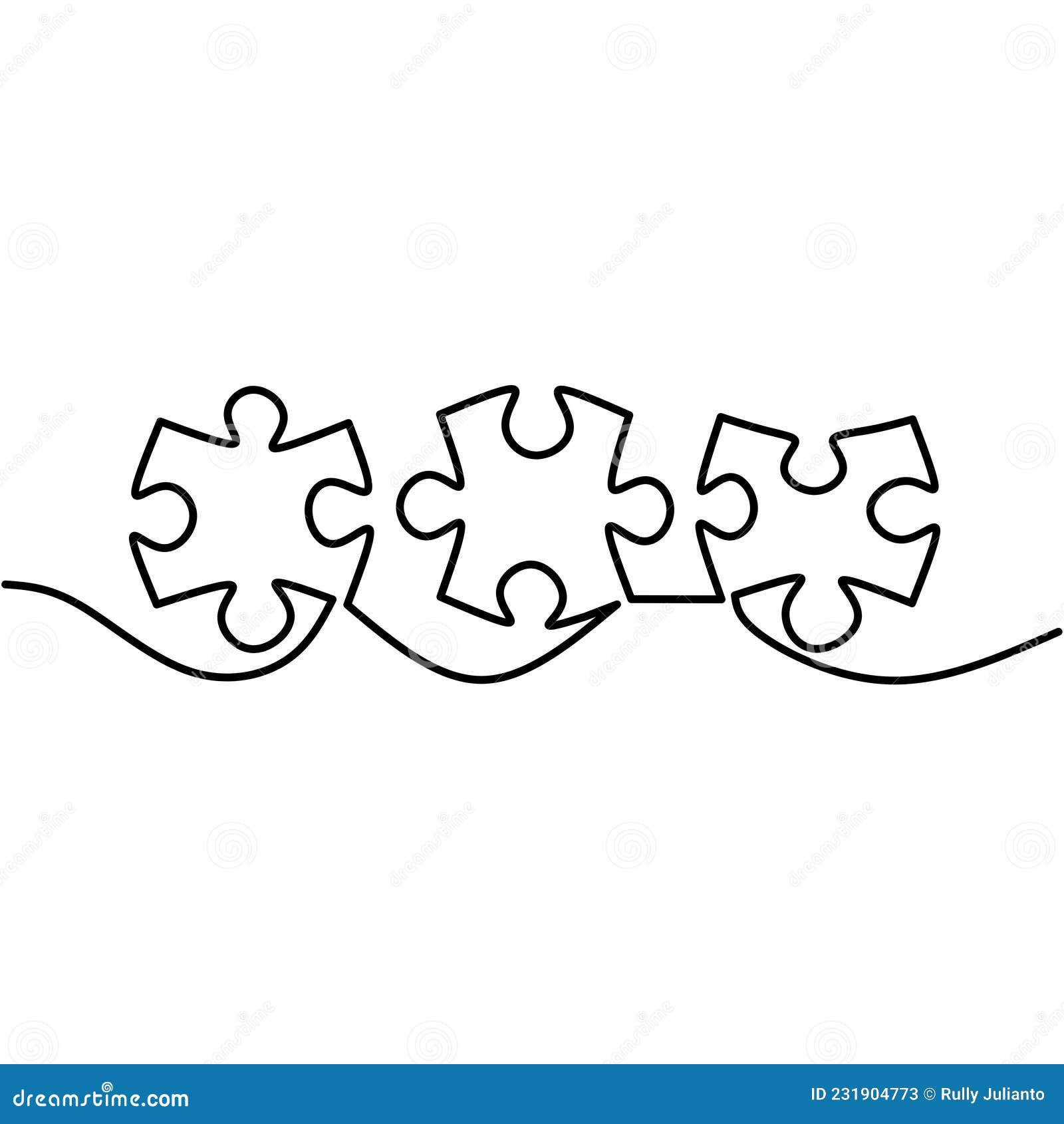 Continuous One Line Drawing of Puzzle Stock Vector - Illustration of ...