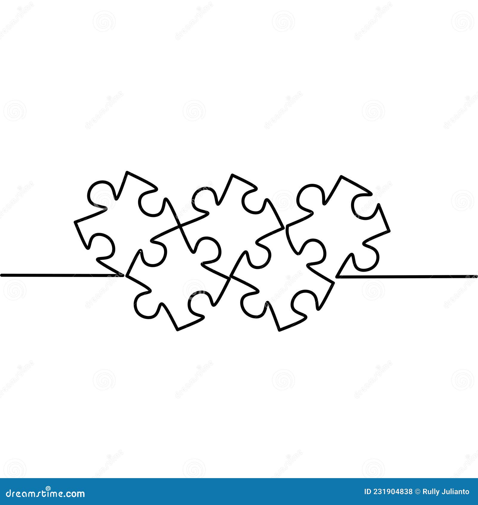 Continuous One Line Drawing of Puzzle Stock Vector - Illustration of ...
