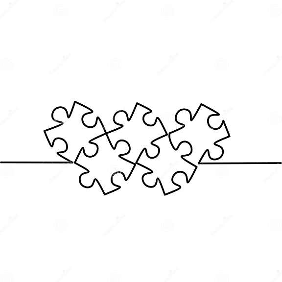 Continuous One Line Drawing of Puzzle Stock Vector - Illustration of ...