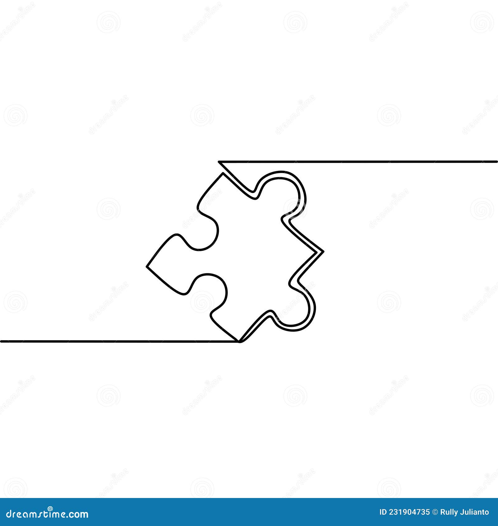 Continuous One Line Drawing of Puzzle Stock Vector - Illustration of ...