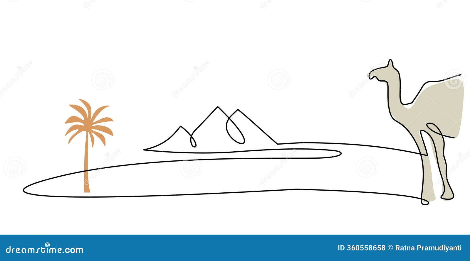 Continuous One Line Drawing Of Pyramid. Depicting Ancient Egyptian ...