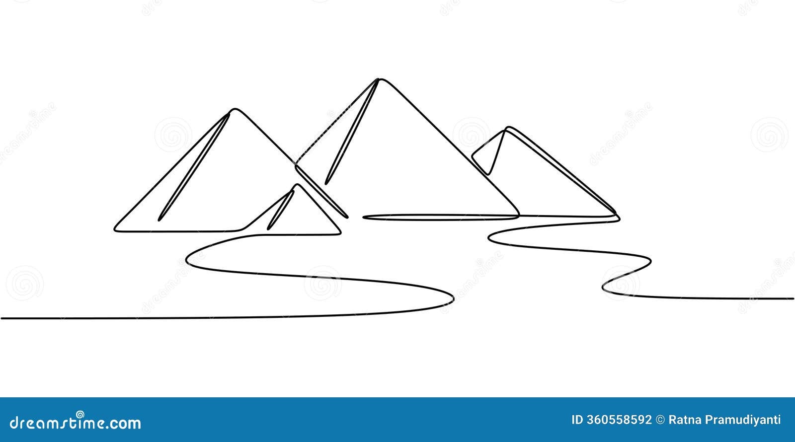 Continuous One Line Drawing Of Pyramid. Representing Ancient Egyptian ...