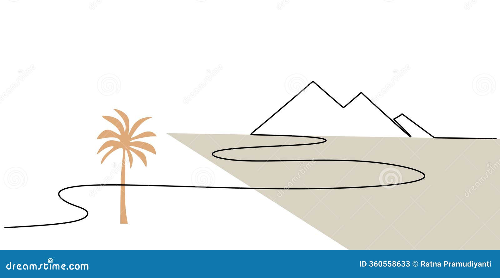 Continuous One Line Drawing Of Pyramid. Representing Ancient Egyptian ...