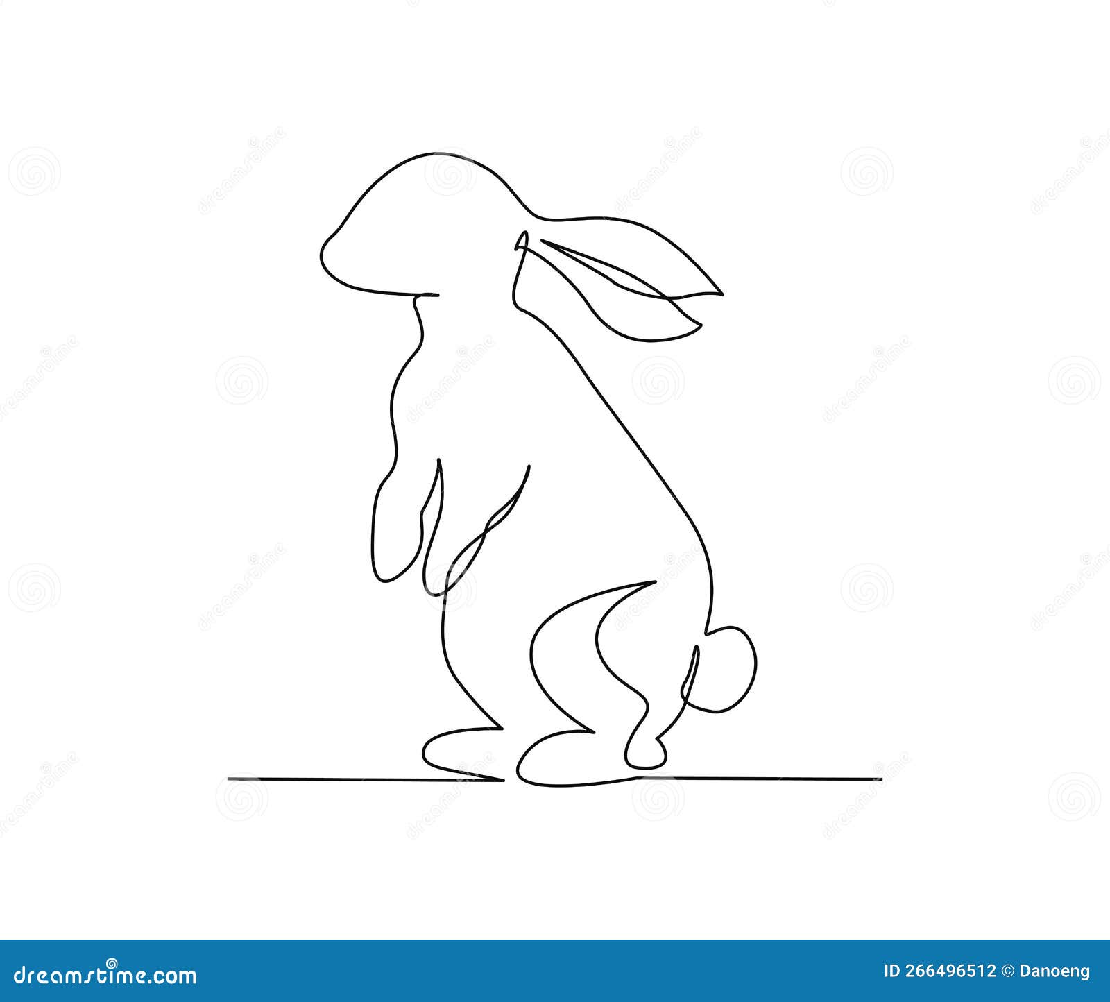 Continuous One Line Drawing of Rabbit. Cute Bunny Simple Hand Drawn ...