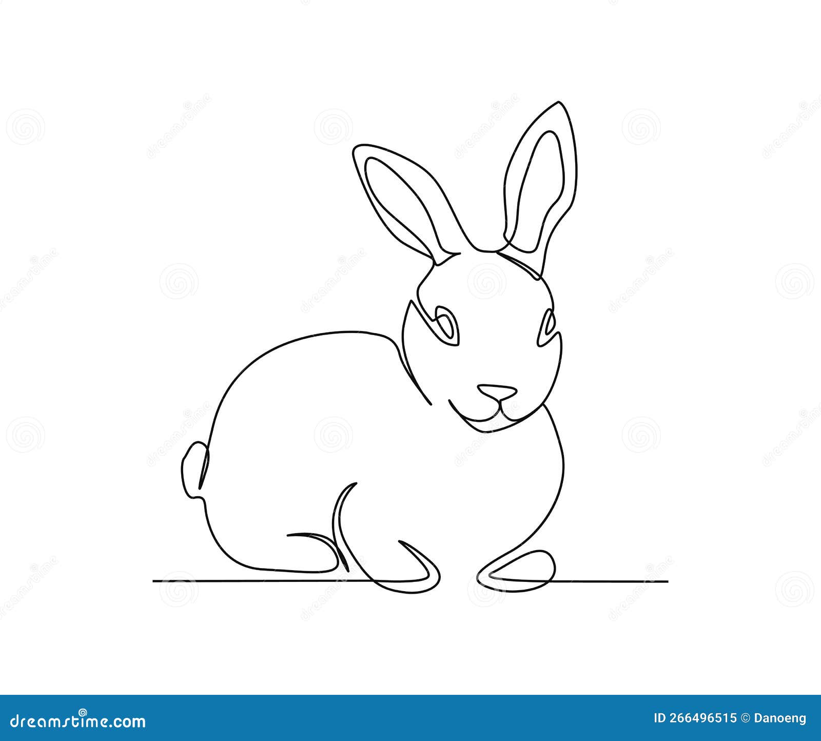Continuous One Line Drawing of Rabbit. Cute Bunny Simple Hand Drawn ...